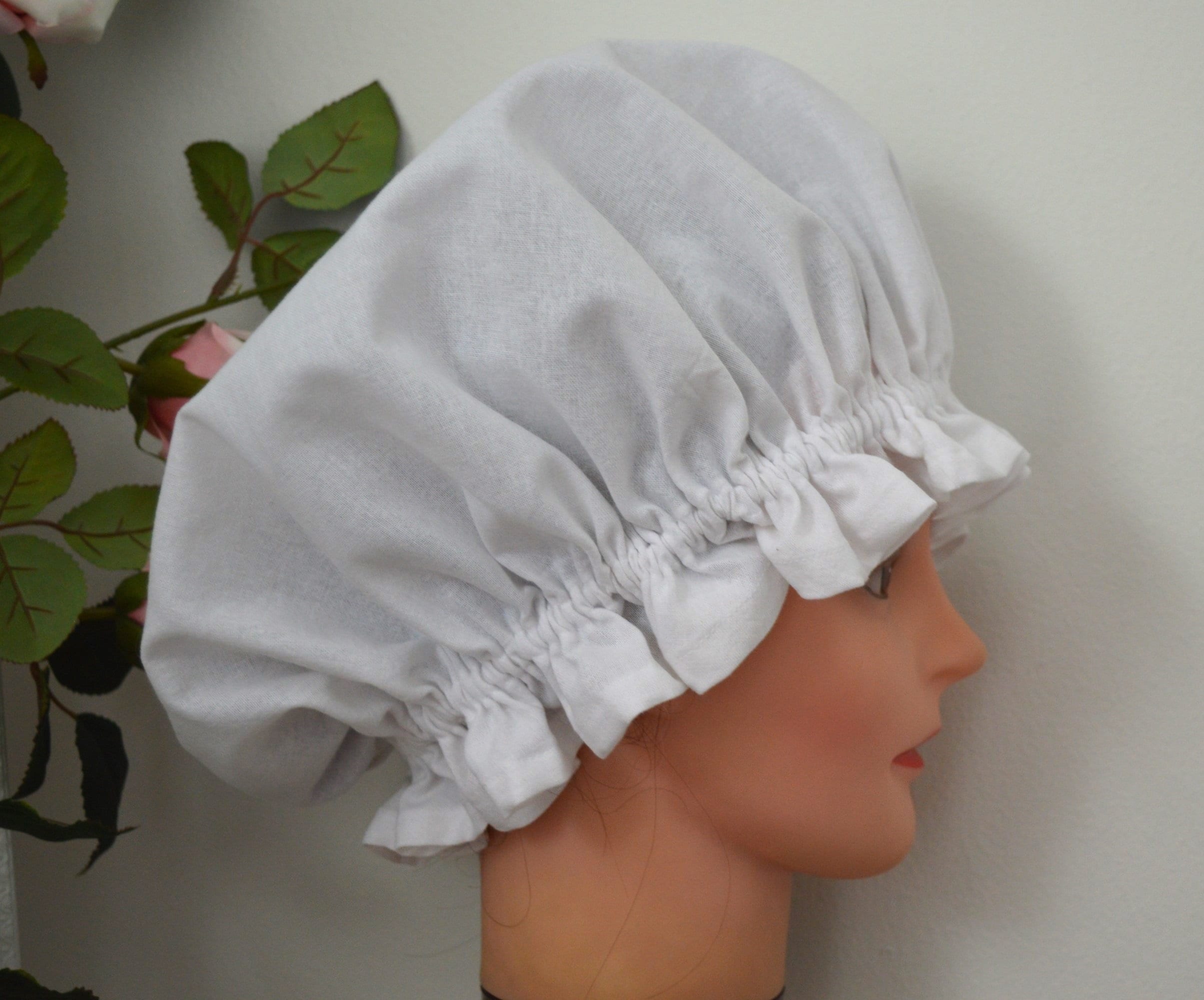 White Cotton Mop Cap, Victorian Colonial Pioneer Prairie Mop Hat, White ...