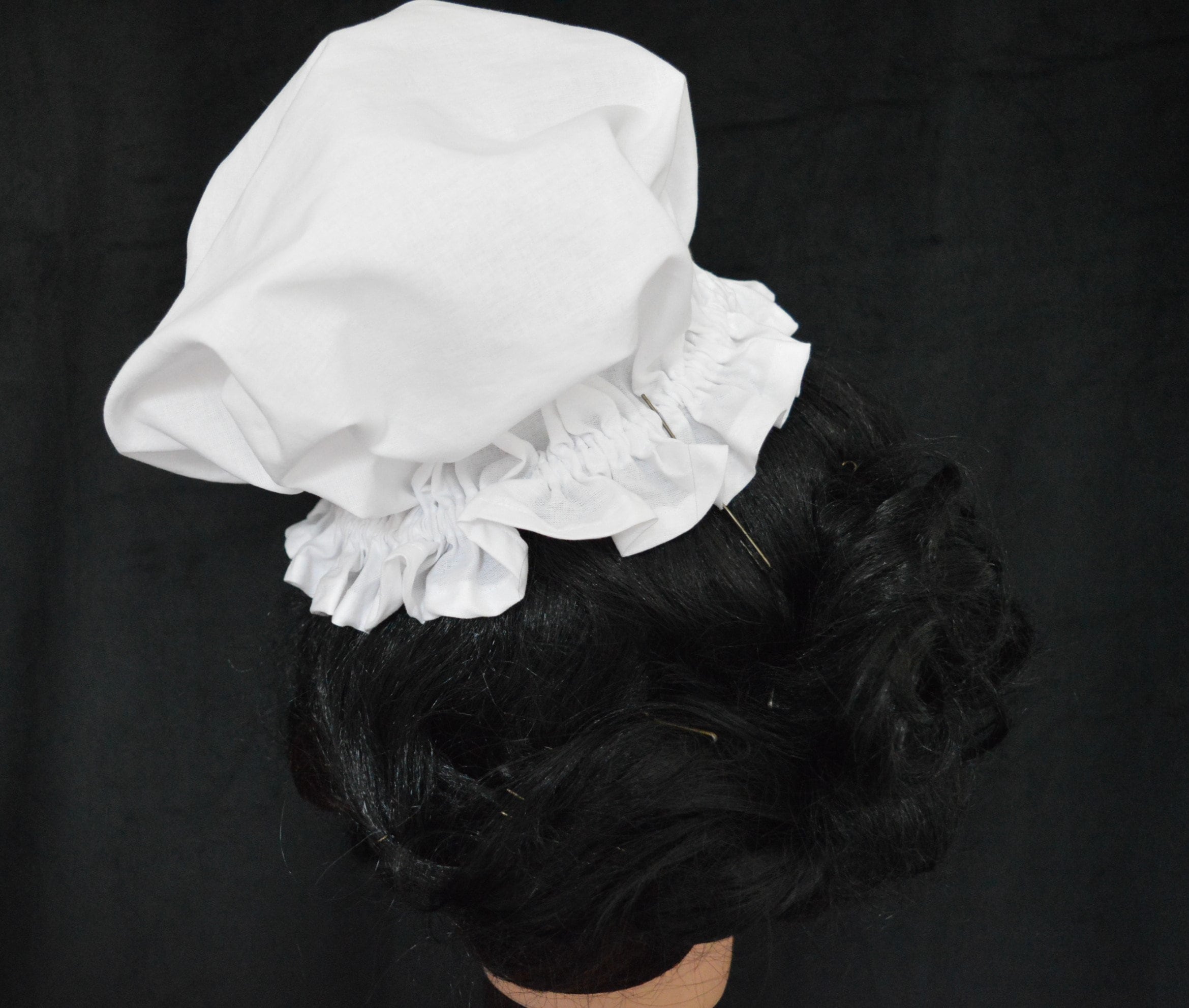 White Cotton Mob Cap XS, Victorian Colonial Pioneer Prairie Mop Hat XS ...