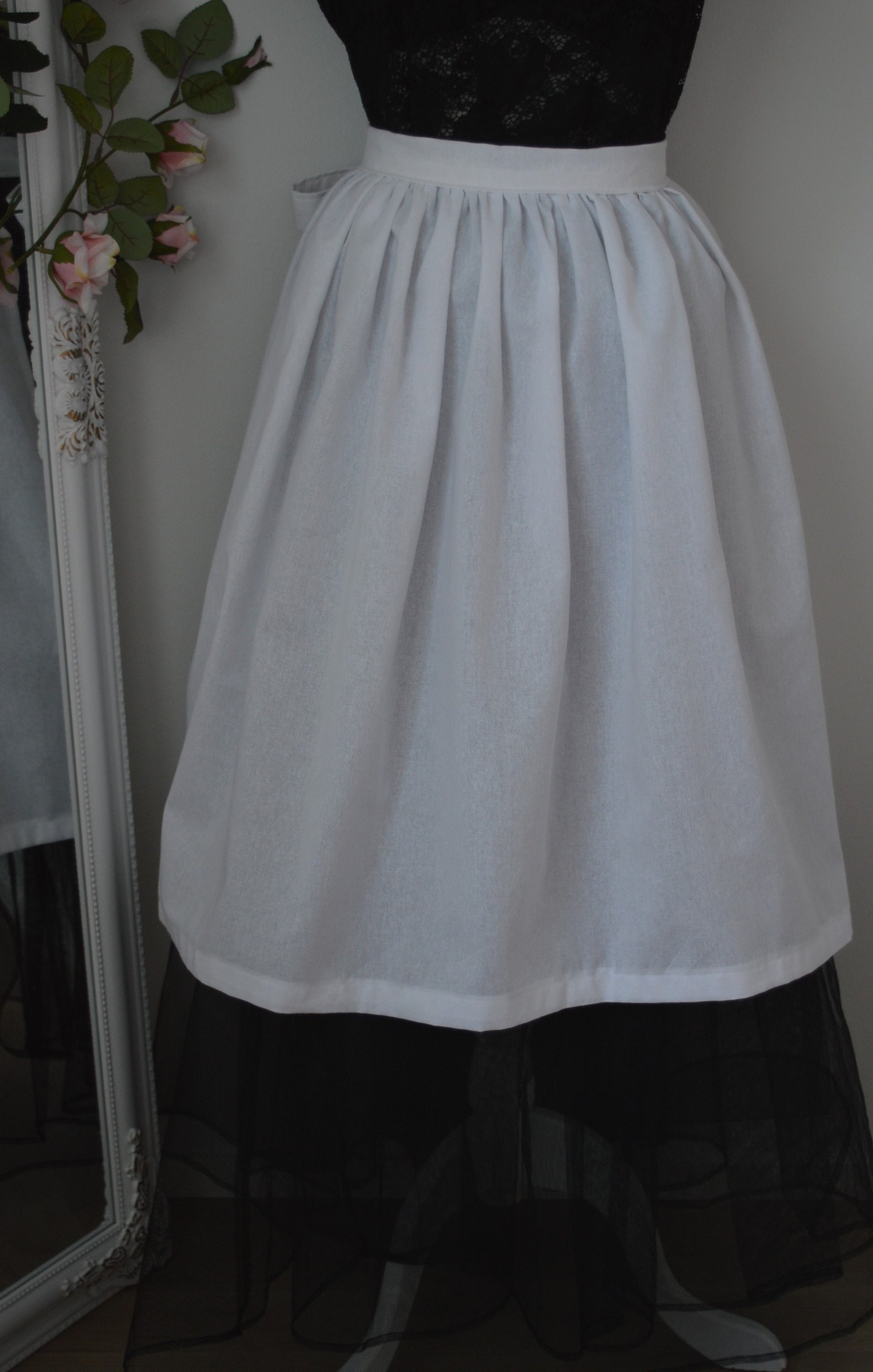 Victorian Colonial Pioneer Prairie White Half Apron, White Long Waist ...