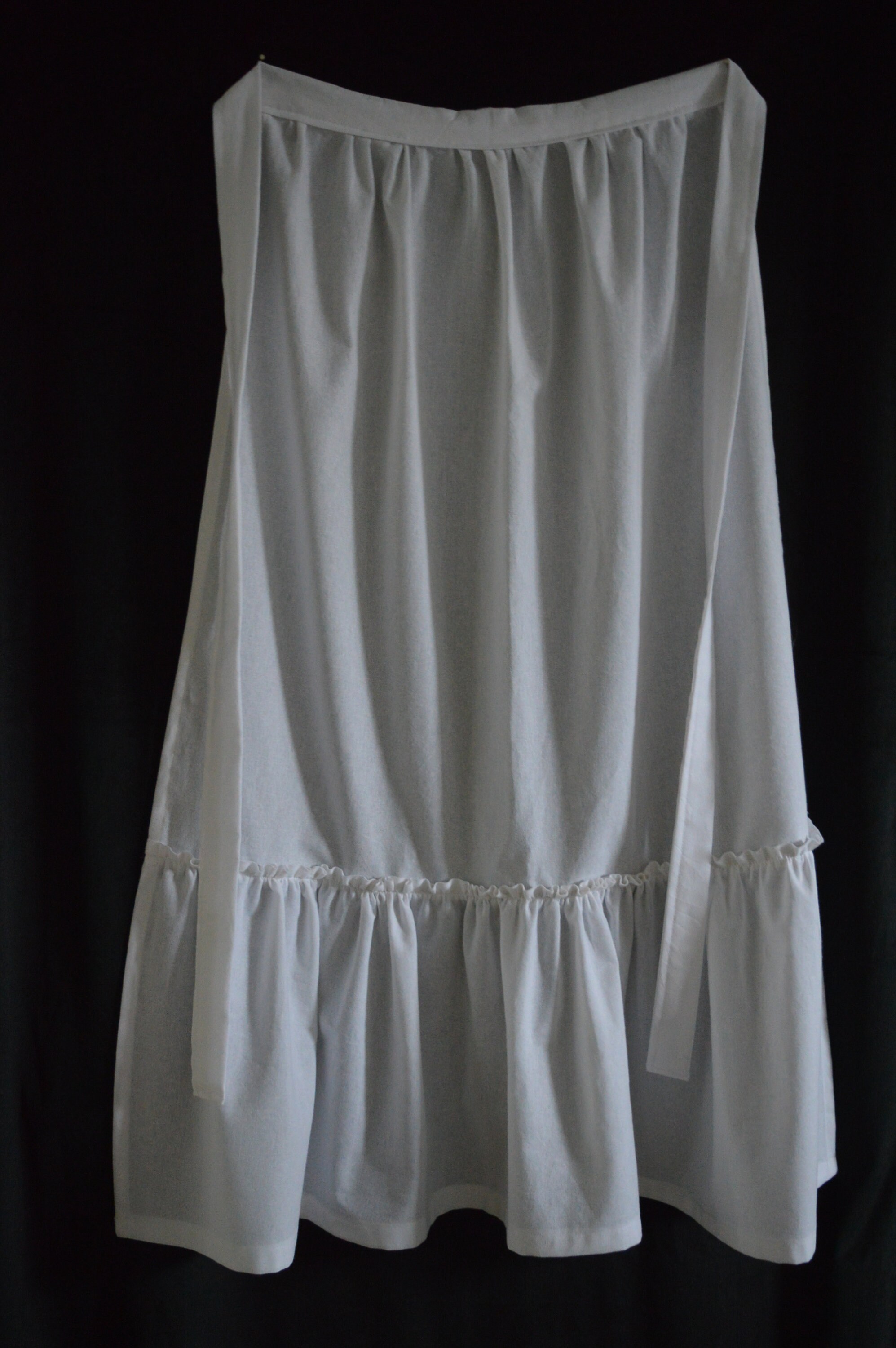 Long Waist Apron With Ruffle XS-S White, White Long Cotton Half Apron ...