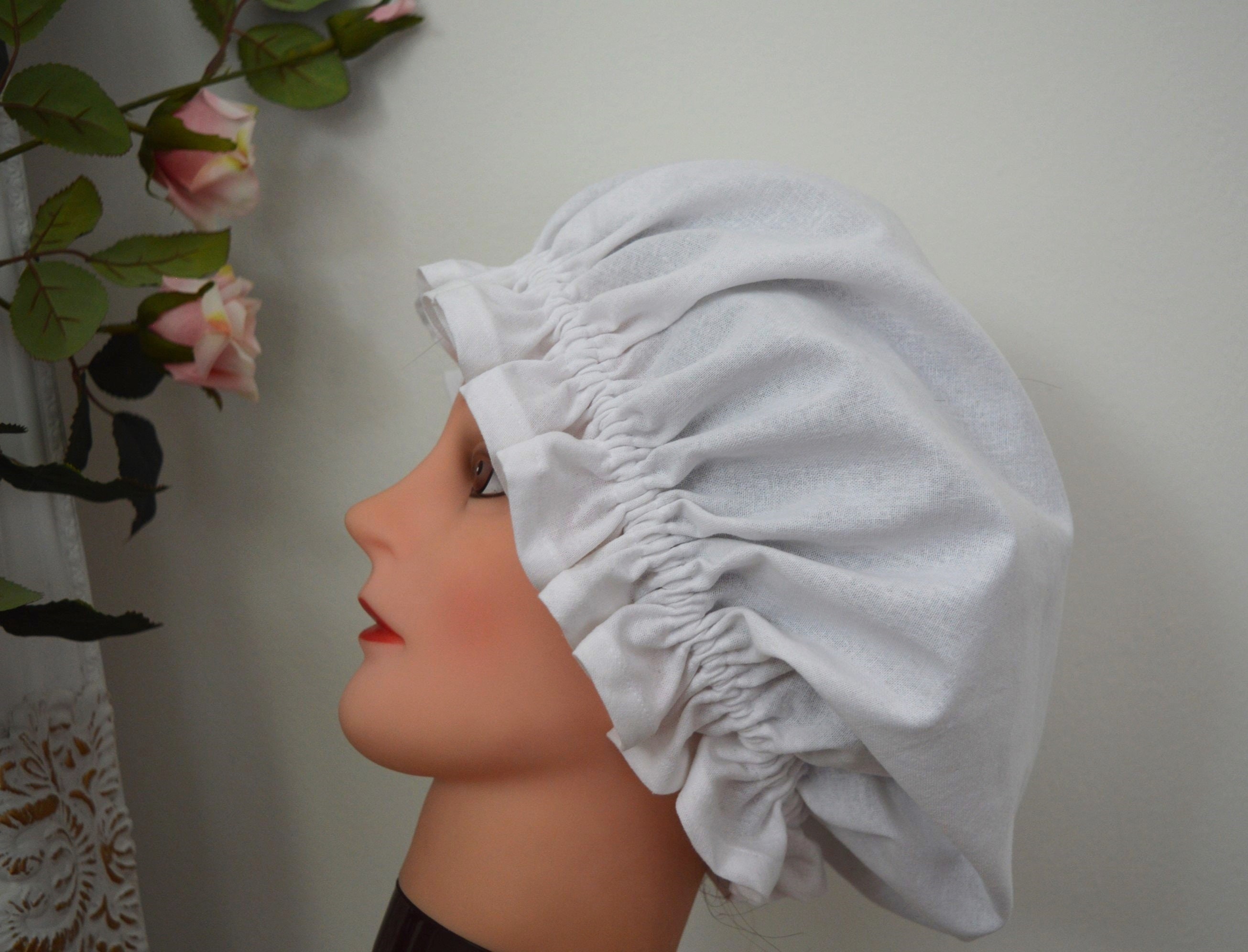 White Cotton Mop Cap, Victorian Colonial Pioneer Prairie Mop Hat, White ...