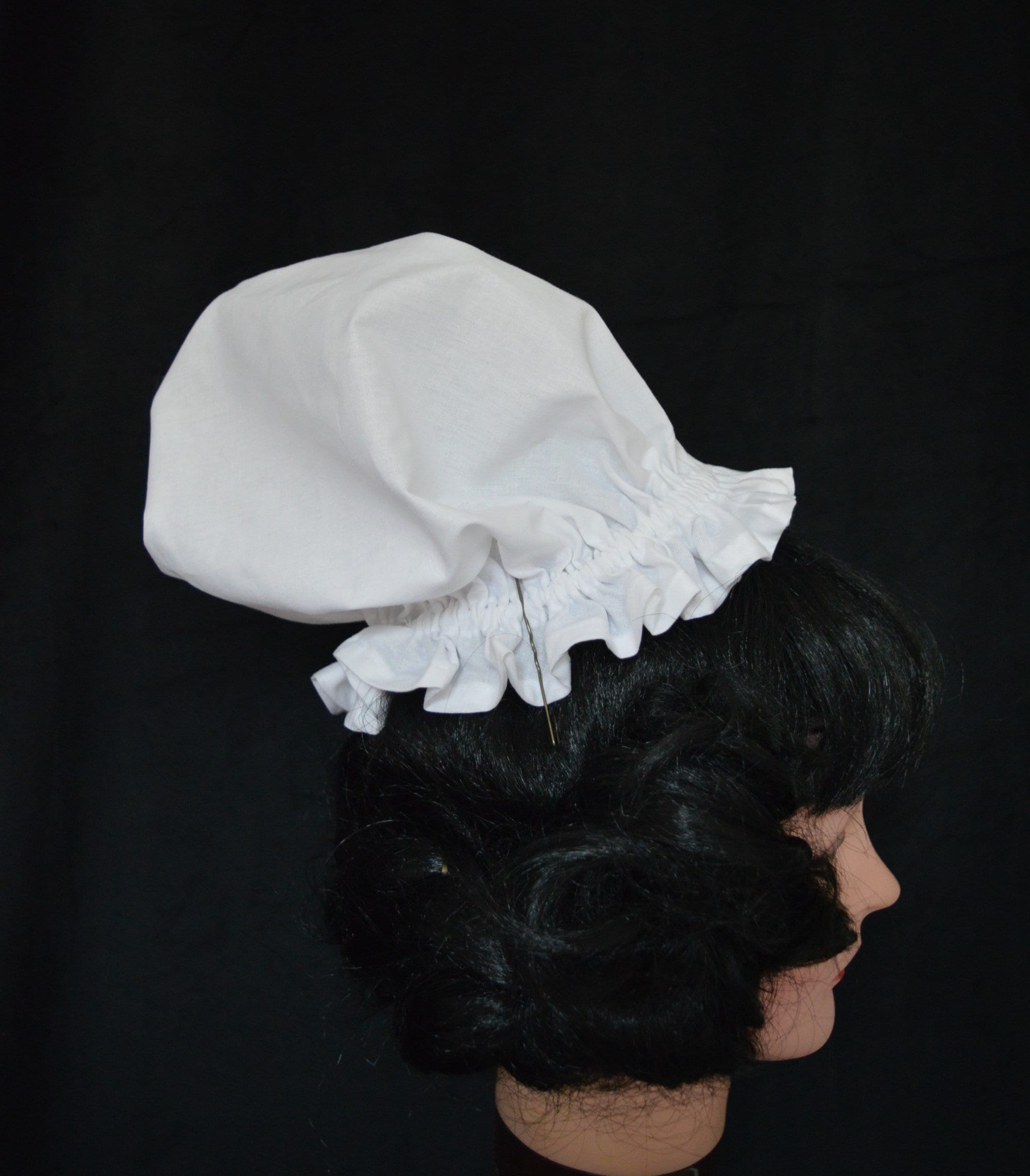 White Cotton Mob Cap XS, Victorian Colonial Pioneer Prairie Mop Hat XS ...