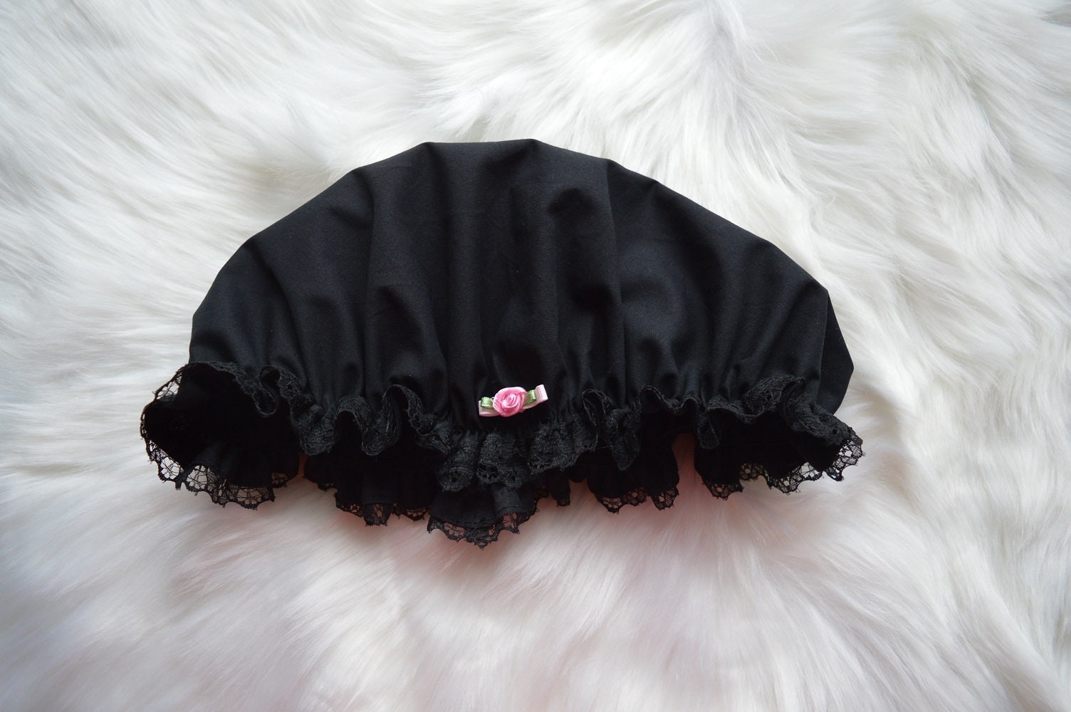 Granny Mop Cap Black, Vintage Style Granny Mop Cap Mob Cap Black ...