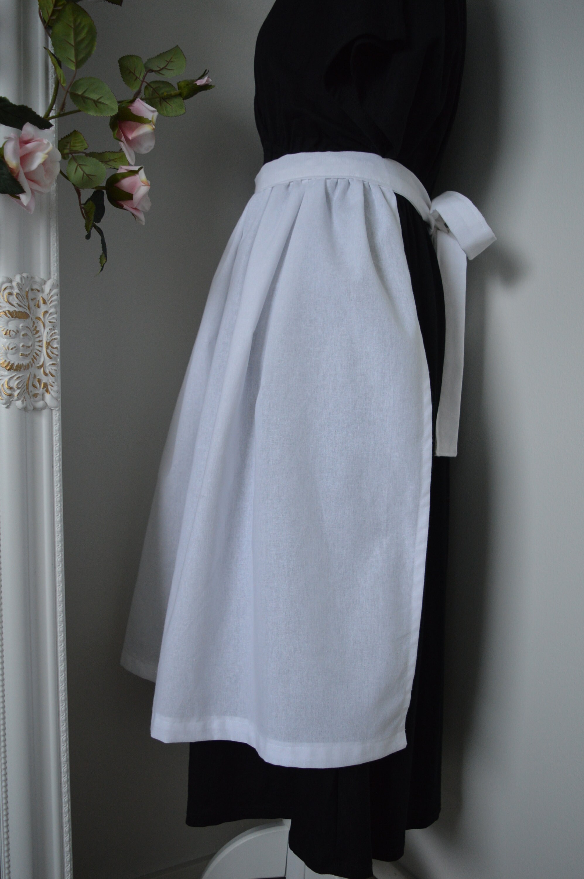Victorian Colonial Pioneer Prairie White Half Apron, White Long Waist ...