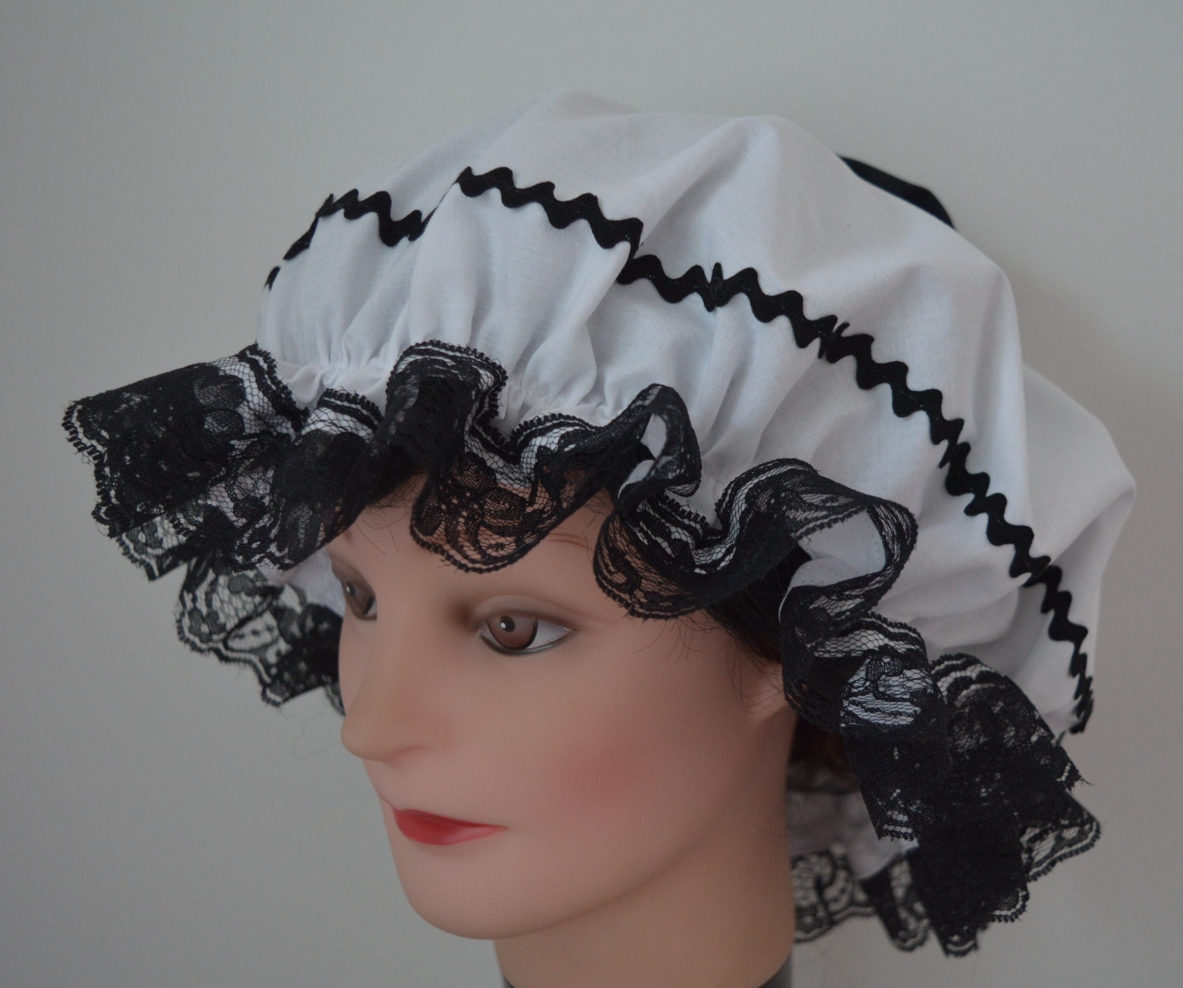 Clown Mop Hat White/black, Pierrette Clown Mop Hat White/black ...