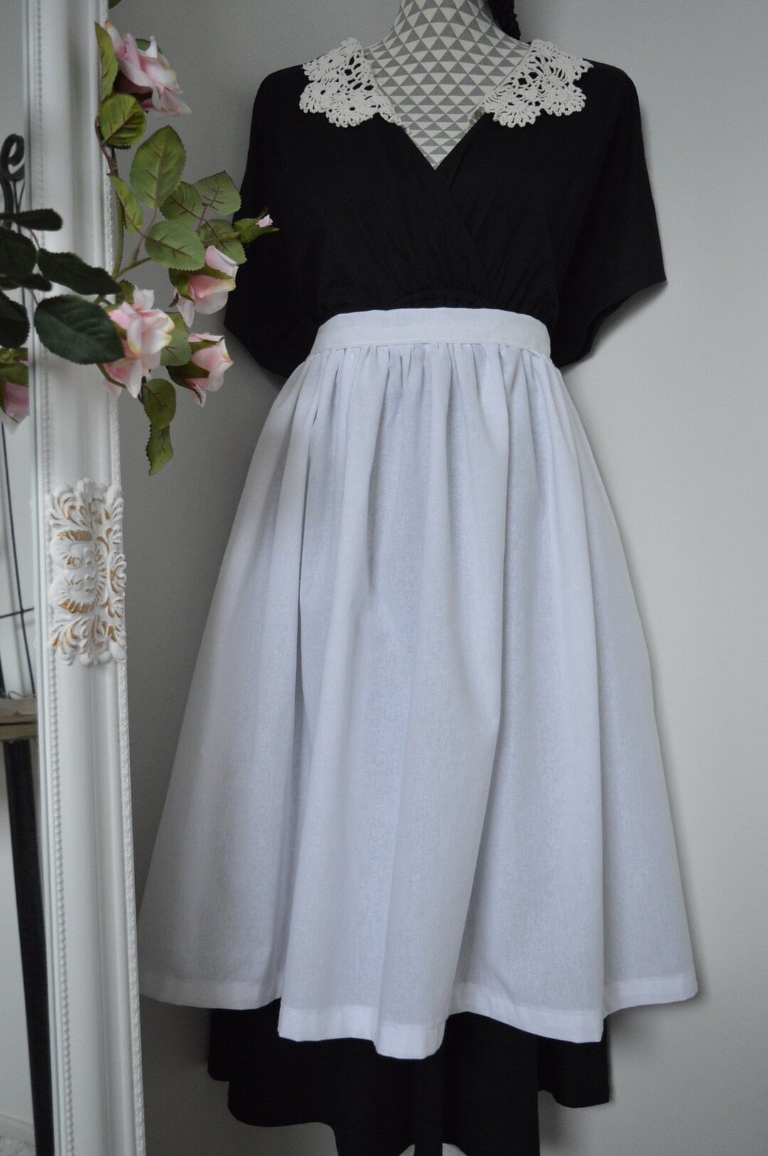 Victorian Colonial Pioneer Prairie White Half Apron, White Long Waist ...