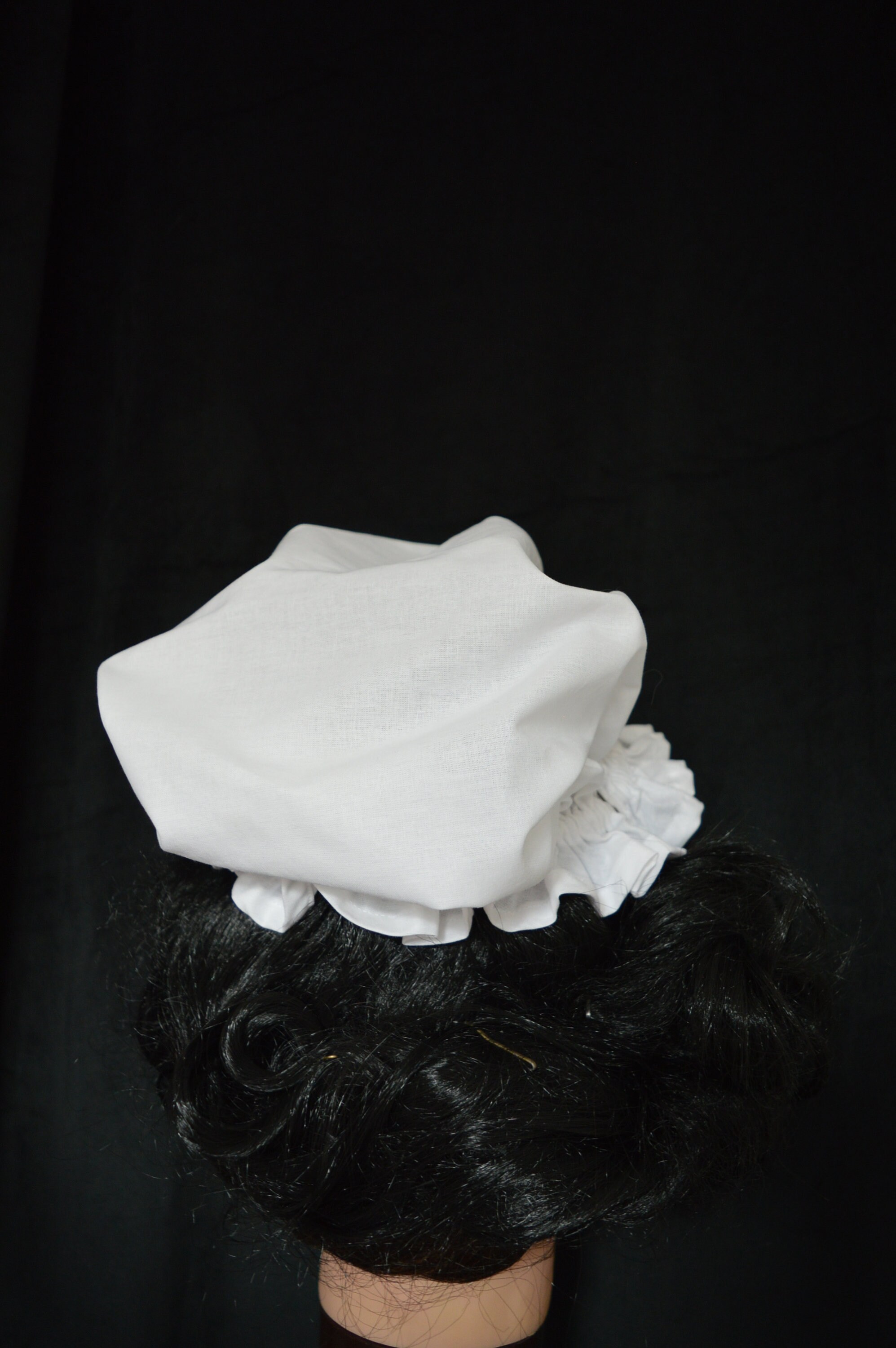 White Cotton Mob Cap XS, Victorian Colonial Pioneer Prairie Mop Hat XS ...