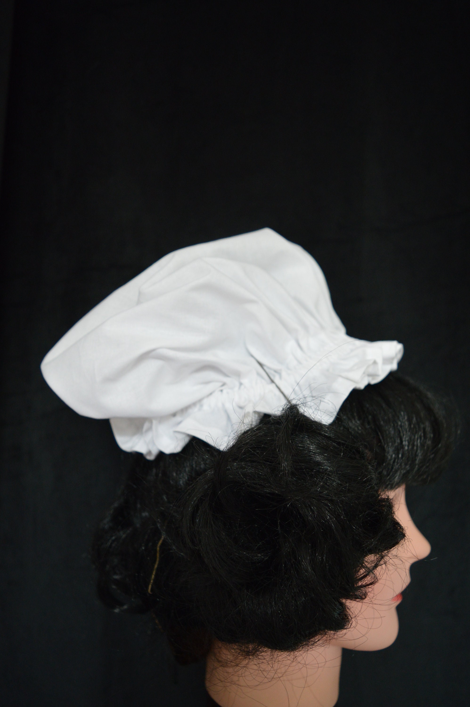 White Cotton Mob Cap XS, Victorian Colonial Pioneer Prairie Mop Hat XS ...
