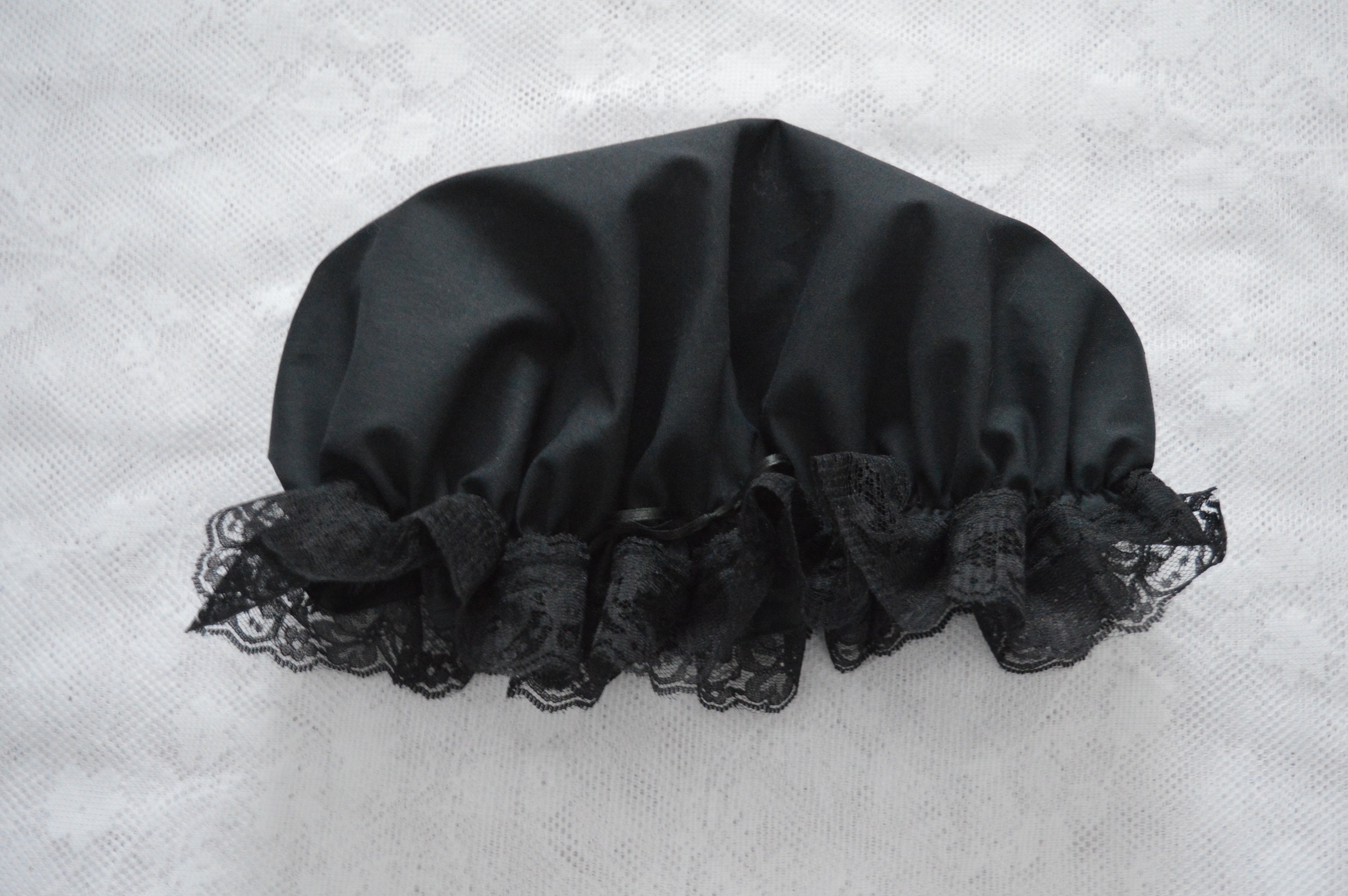 Victorian Ladies Mop Cap Black, Black Cotton Victorian Colonial Pioneer ...