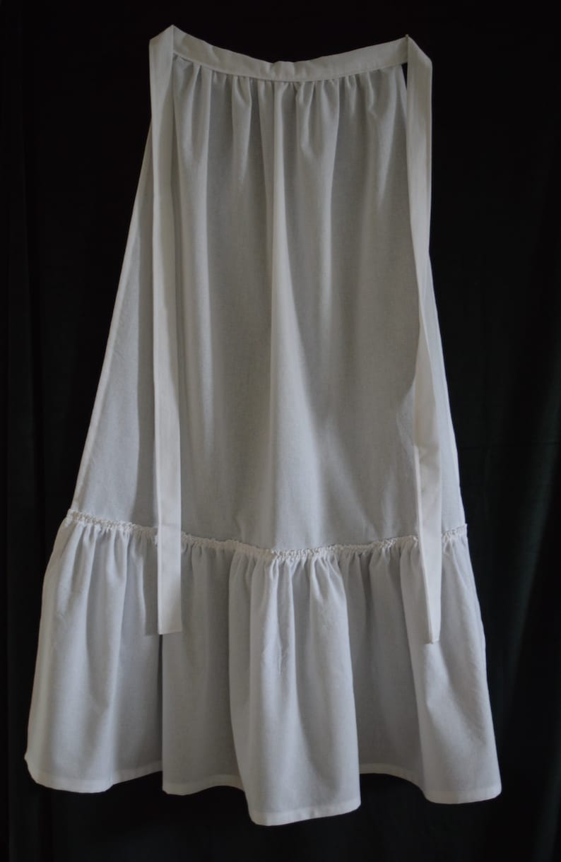Apron White Full Length Floor Length Waist Apron With Ruffle XS, Ladies ...