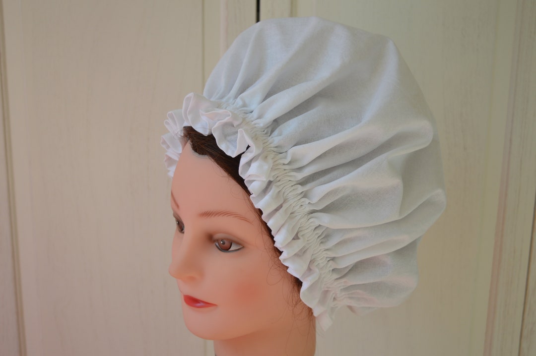 White Cotton Mop Cap, Victorian Colonial Pioneer Prairie Mop Hat, White ...