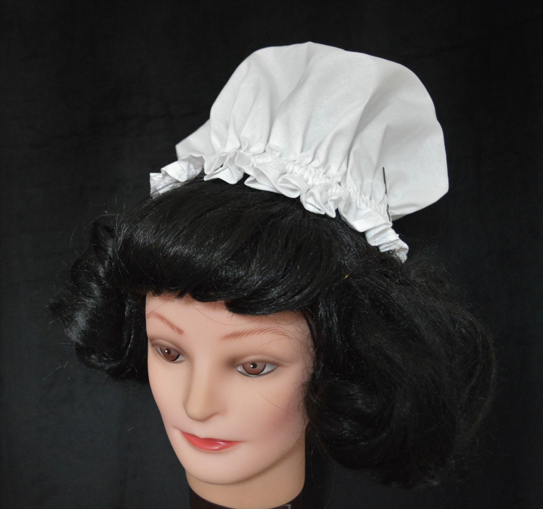 White Cotton Mob Cap XS, Victorian Colonial Pioneer Prairie Mop Hat XS ...