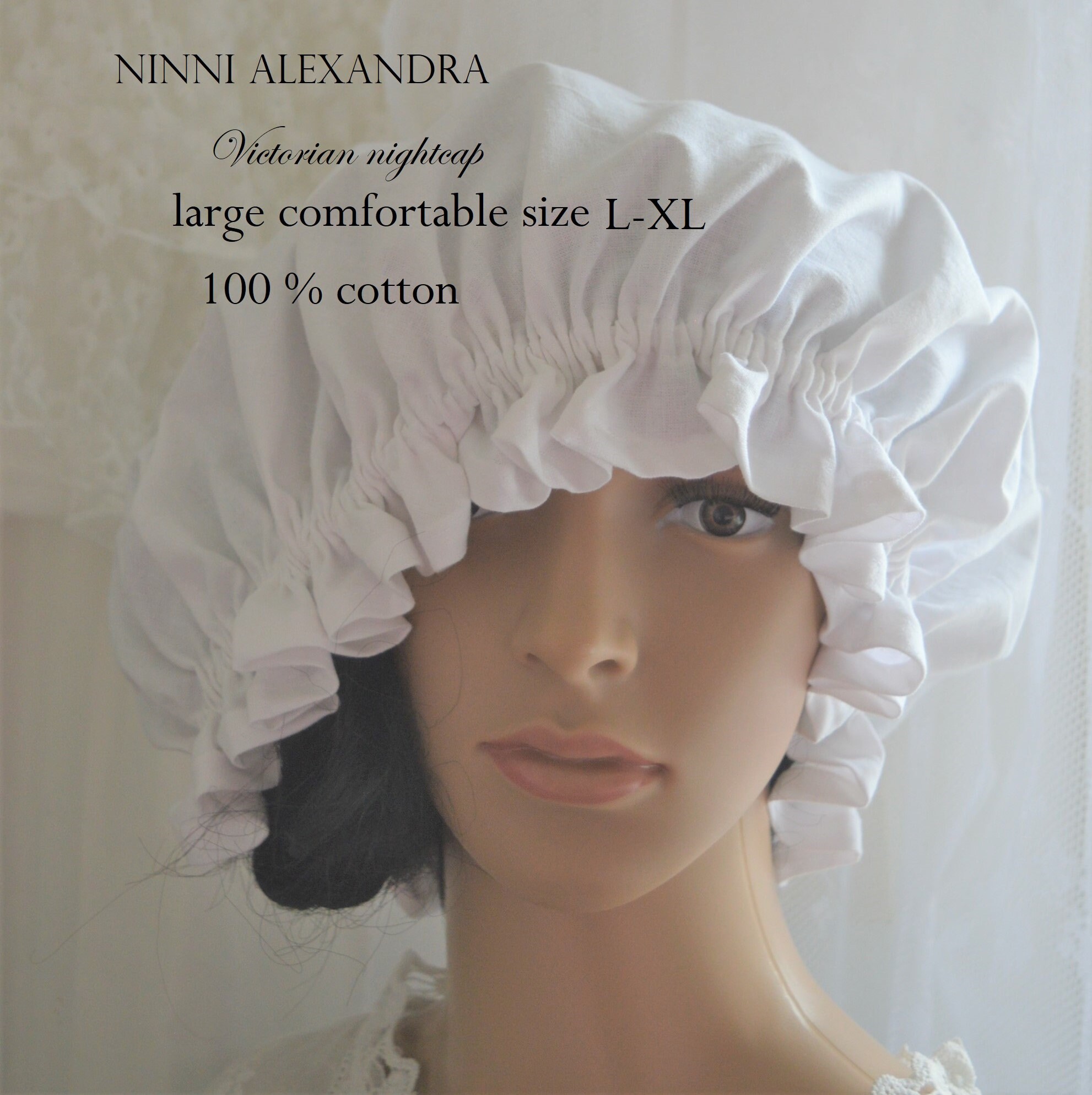 White Cotton Mop Cap L-XL Victorian Colonial Pioneer Prairie - Etsy Finland
