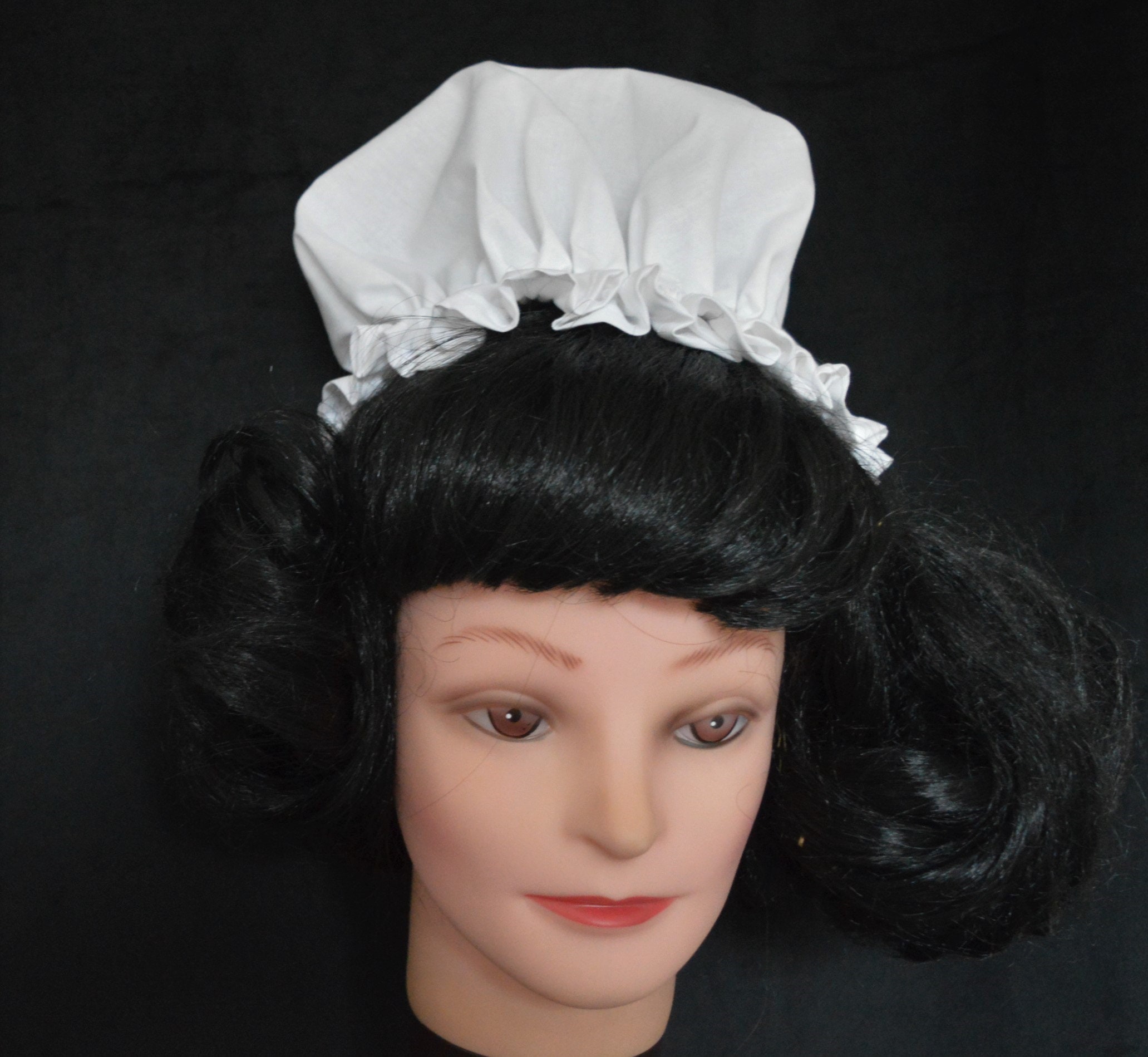 White Cotton Mob Cap XS, Victorian Colonial Pioneer Prairie Mop Hat XS ...