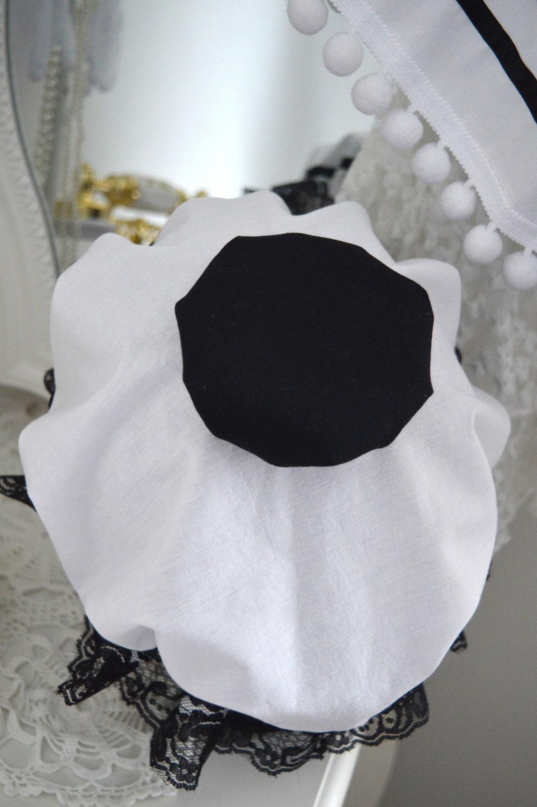 Clown Mop Hat White/black, Pierrette Clown Mop Hat White/black ...