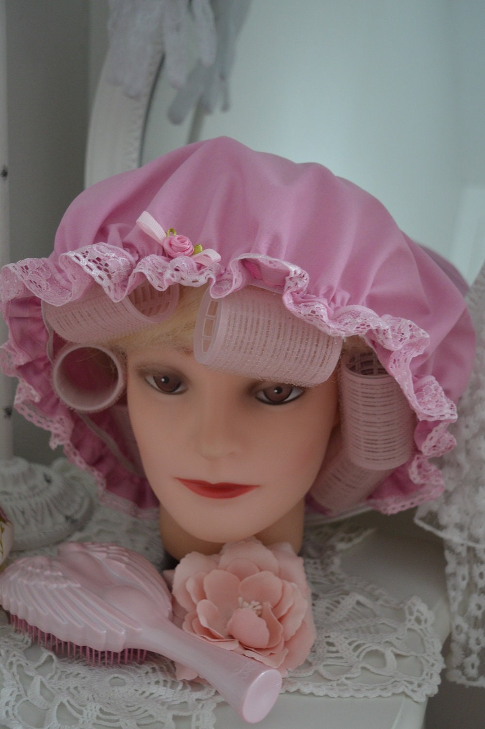 Velcro Jumbo Hair Rollers Curler Cover Cap Pink Cotton 5XL Funny Gift ...