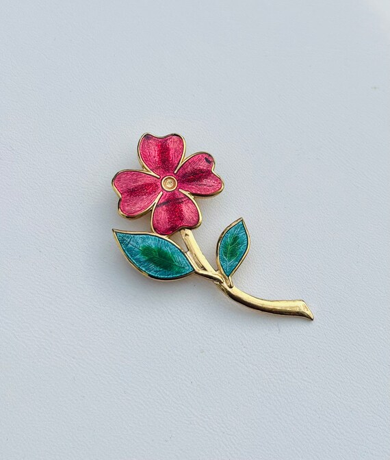 Vintage gold enamel flower - Gem