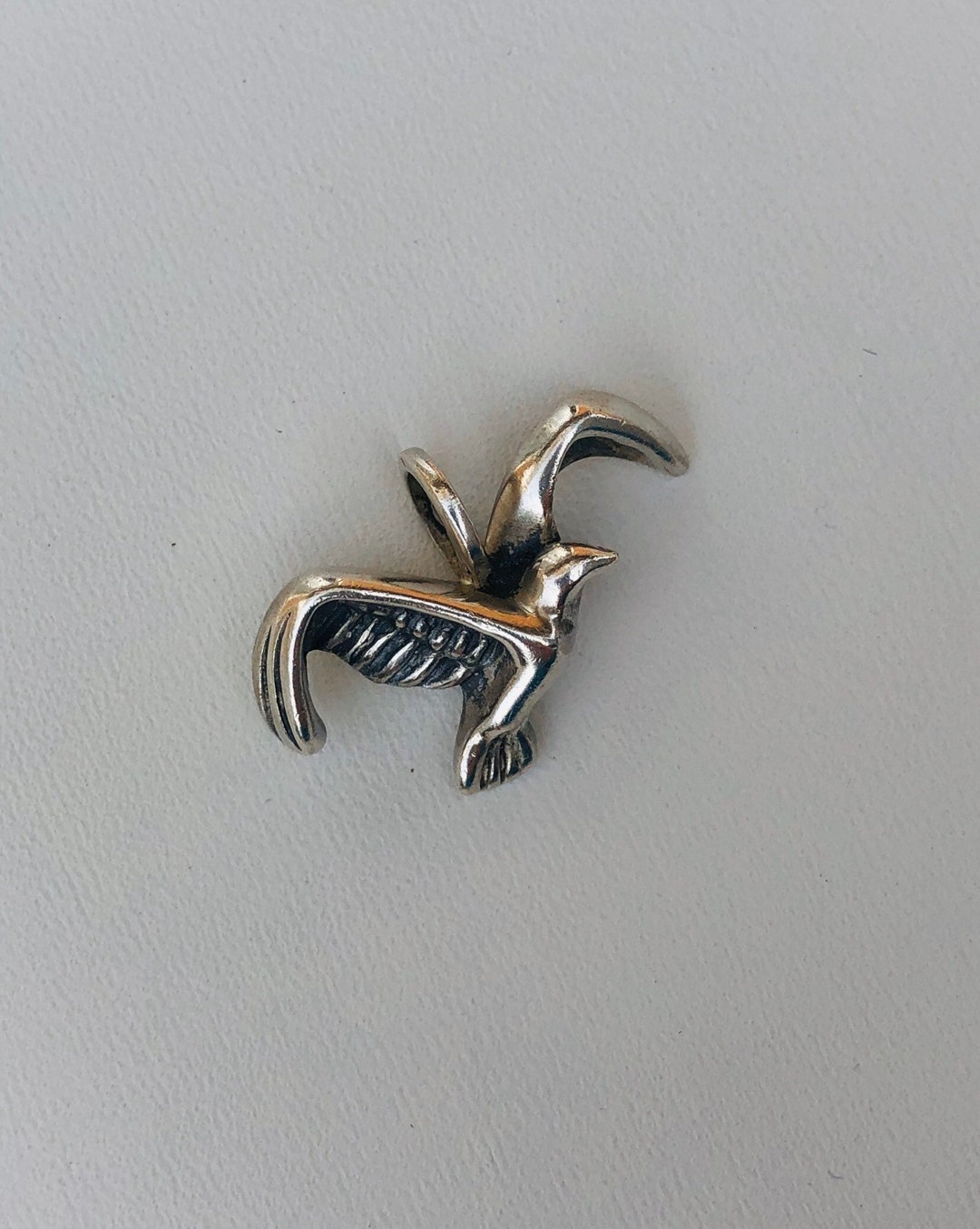Vintage Solid Sterling Silver Bird in Flight Pendant - Etsy