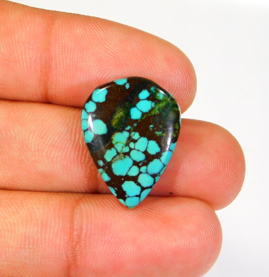 Natural Spider Web Turquoise Pear Cabochon Gemstone Designer Hubei ...