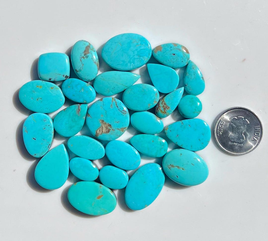26 Arizona Turquoise Cabochons: Mix Shapes, Jewelry Making (272.15 ...