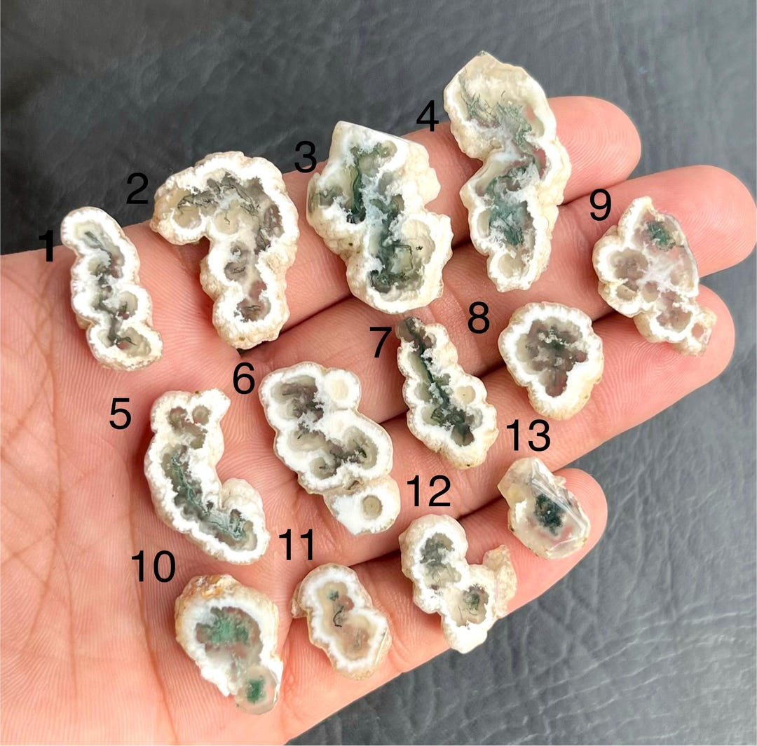 Moss Agate Solar Quartz Stalactite Slice, Loose Natural Gemstone Wire ...