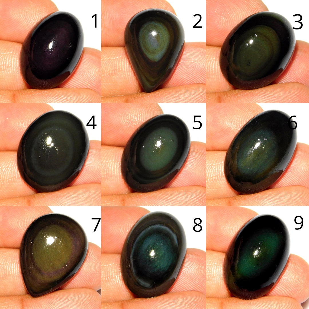 Natural Fire Rainbow Obsidian Eye Cabochon Calibrated Obsidian Jewelry ...
