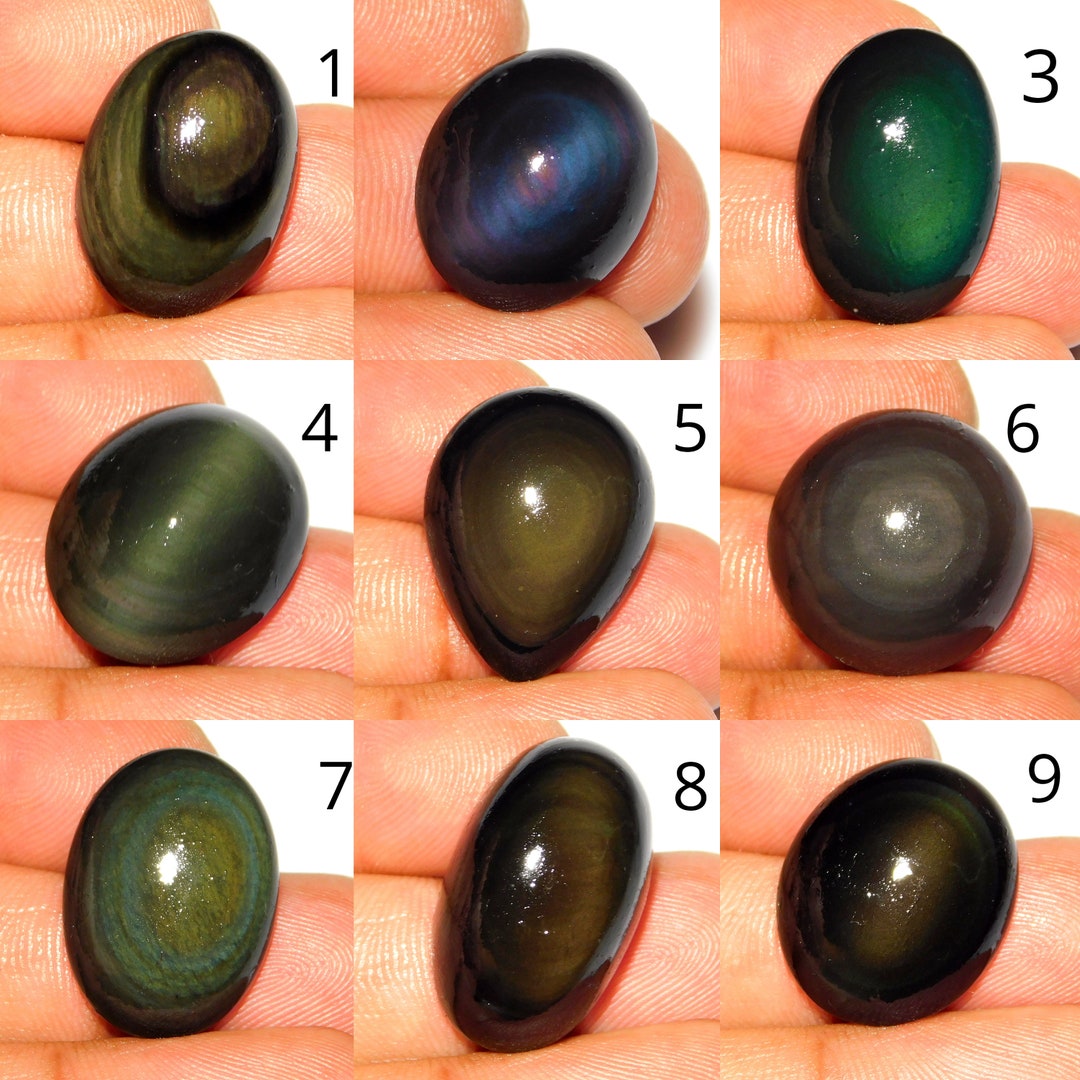 Natural Fire Rainbow Obsidian Eye Cabochon Calibrated Obsidian Jewelry ...