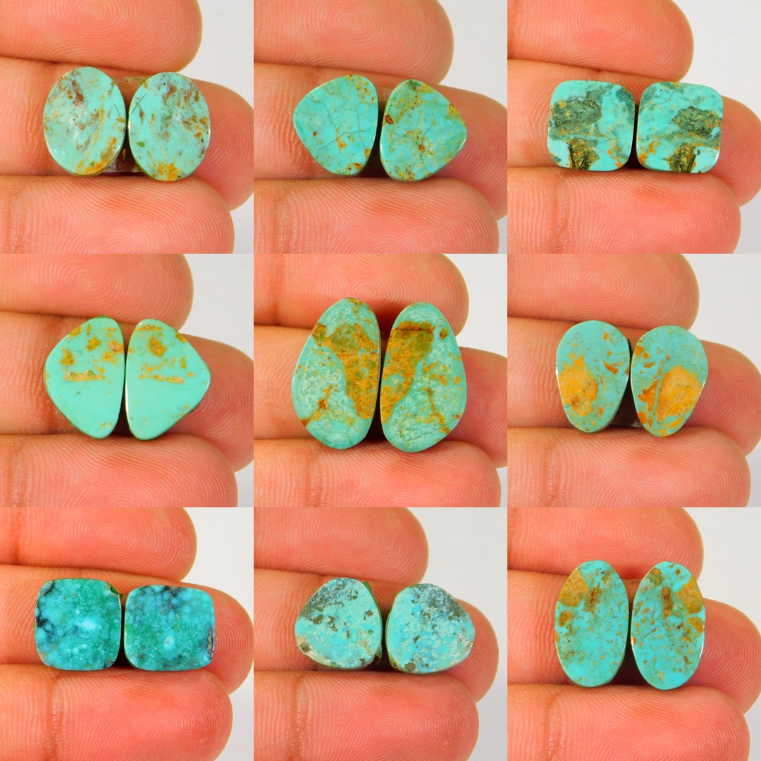 Natural Turquoise Gemstone Pair, Designer Matched Turquoise Pair ...