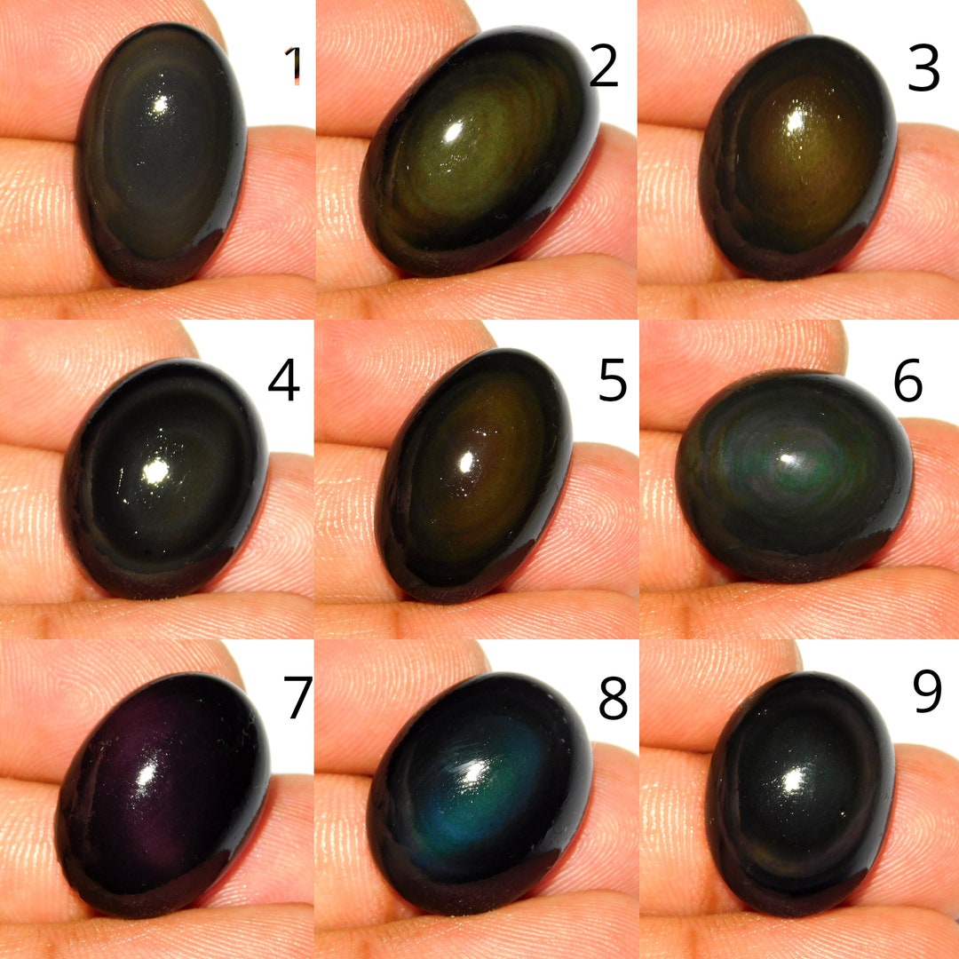 Natural Fire Rainbow Obsidian Eye Cabochon Calibrated Obsidian Jewelry ...