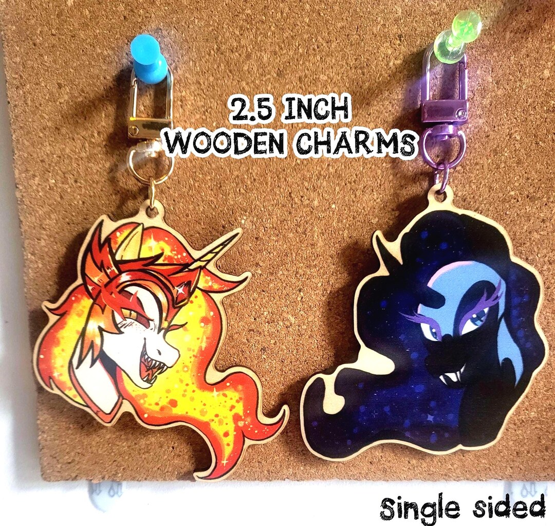 MLP Inspired Daybreaker Nightmare Moon Wooden Keychains Charms - Etsy