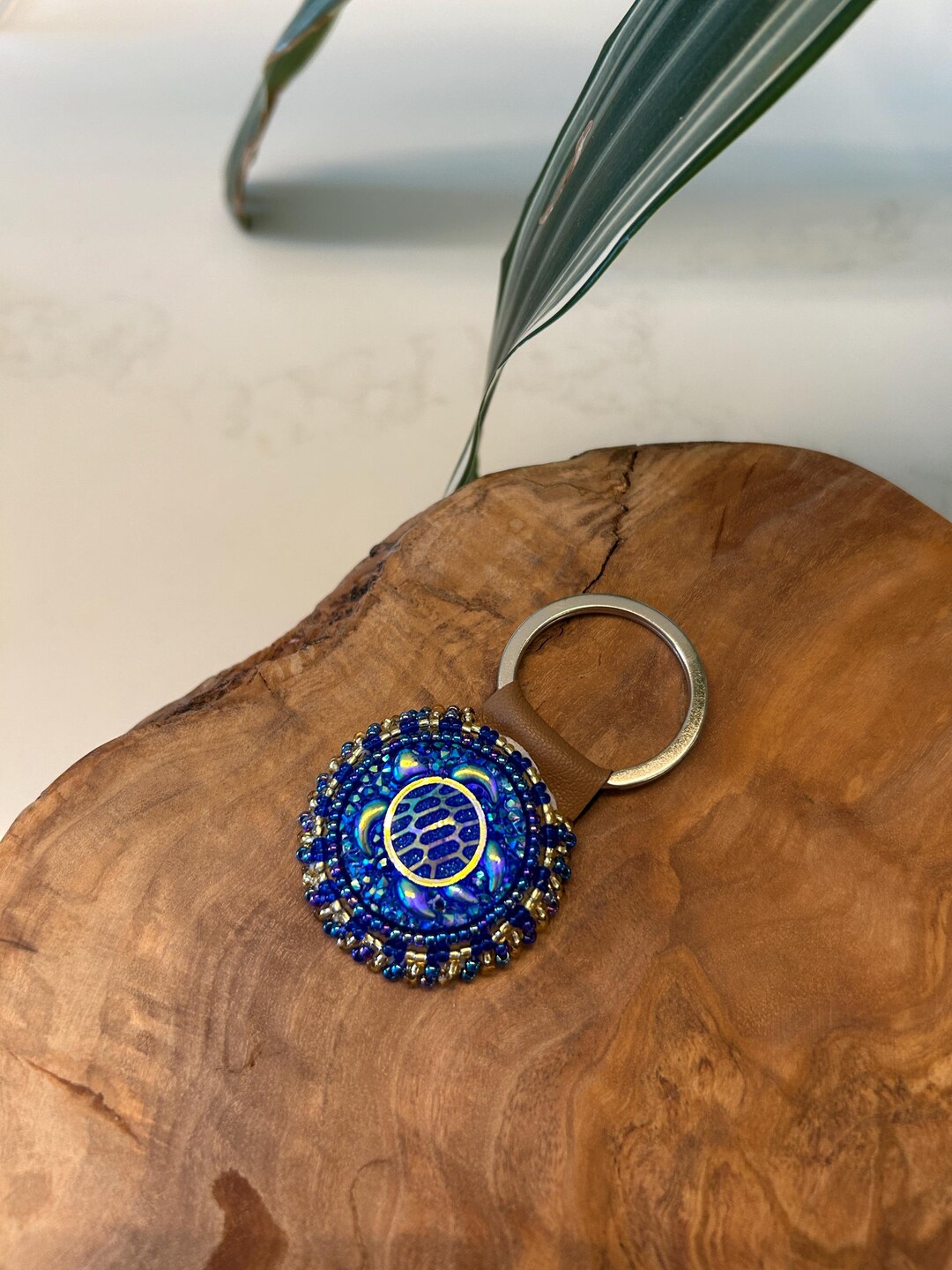 Handmade Indigenous Native Beaded Sea Turtle Keychain (gold and Blue ...