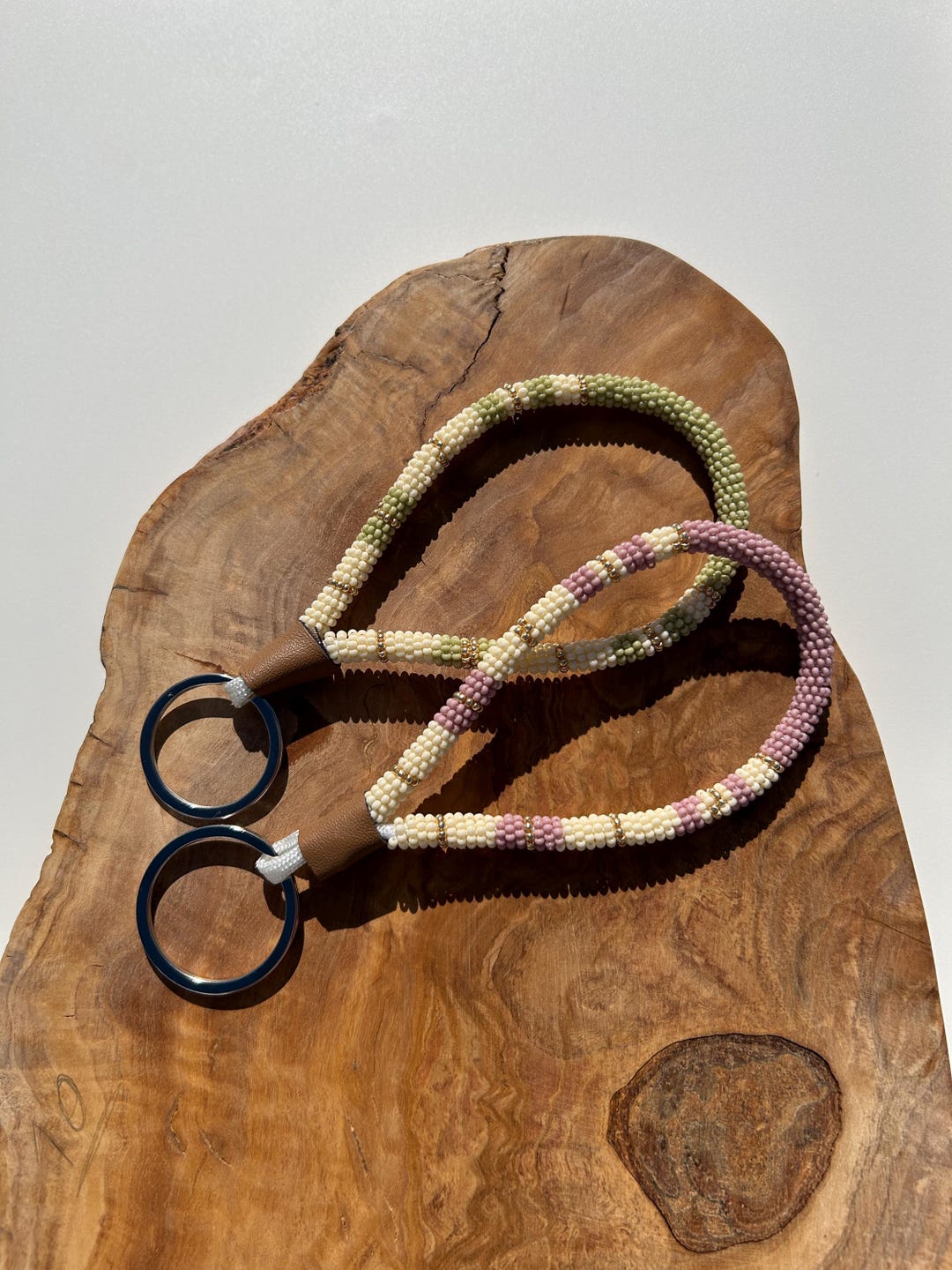 Indigenous Rope Beaded Wristlet/lanyard/keychain - Sage Green/mauve - Etsy