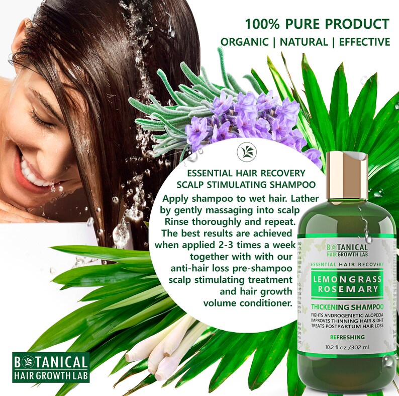 Anti Hair Loss Shampoo Lemongrass And Rosemary Organic Etsy