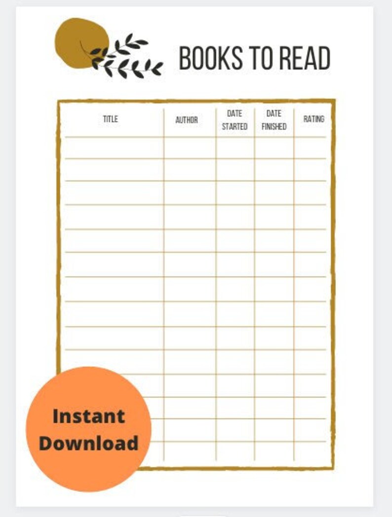 Books to Read Printable Printable Reading Log Book List Book Tracker A5 ...