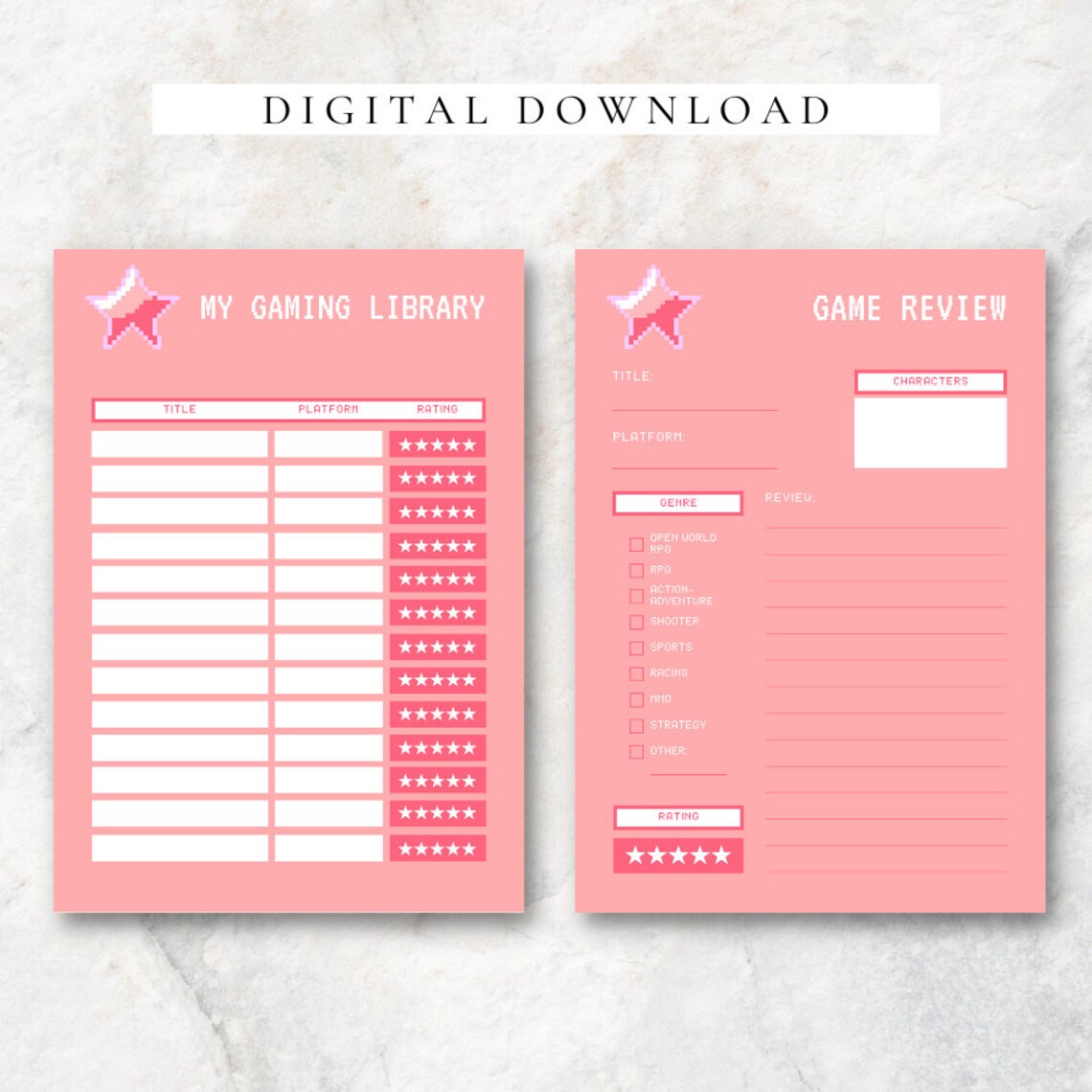 Gaming Planner Printable Gaming Journal Gaming Log Video Game Planner ...