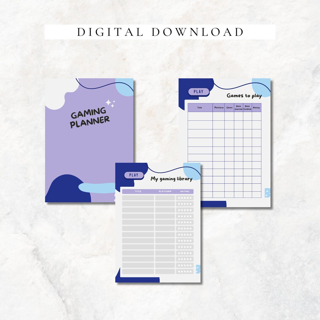 Gaming Planner Printable Gaming Journal Gaming Log Video Game Planner ...