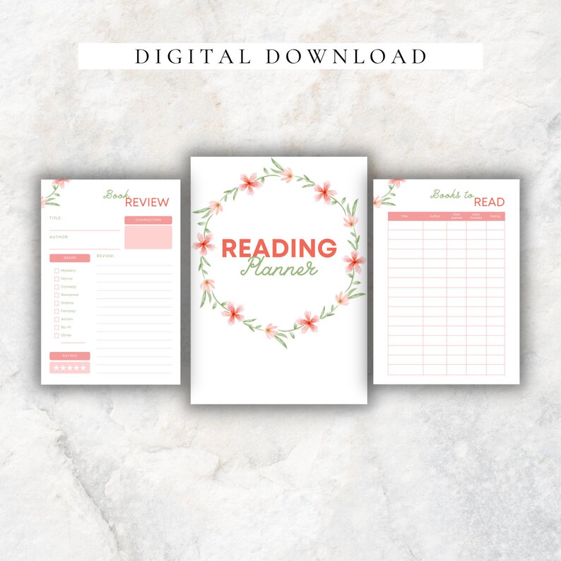 Reading Planner Printable Reading Journal Book Planner Reading Log Book ...