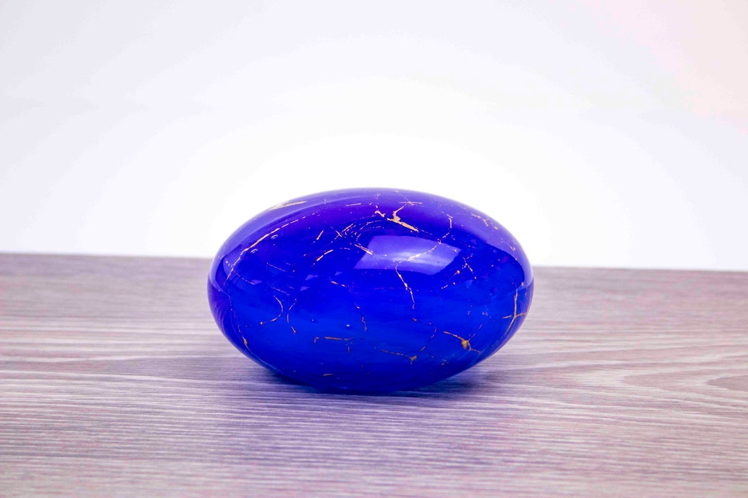 Mini Urn Stone Blue by Loranto Glass With Gold Leaf 11x11cm - Etsy