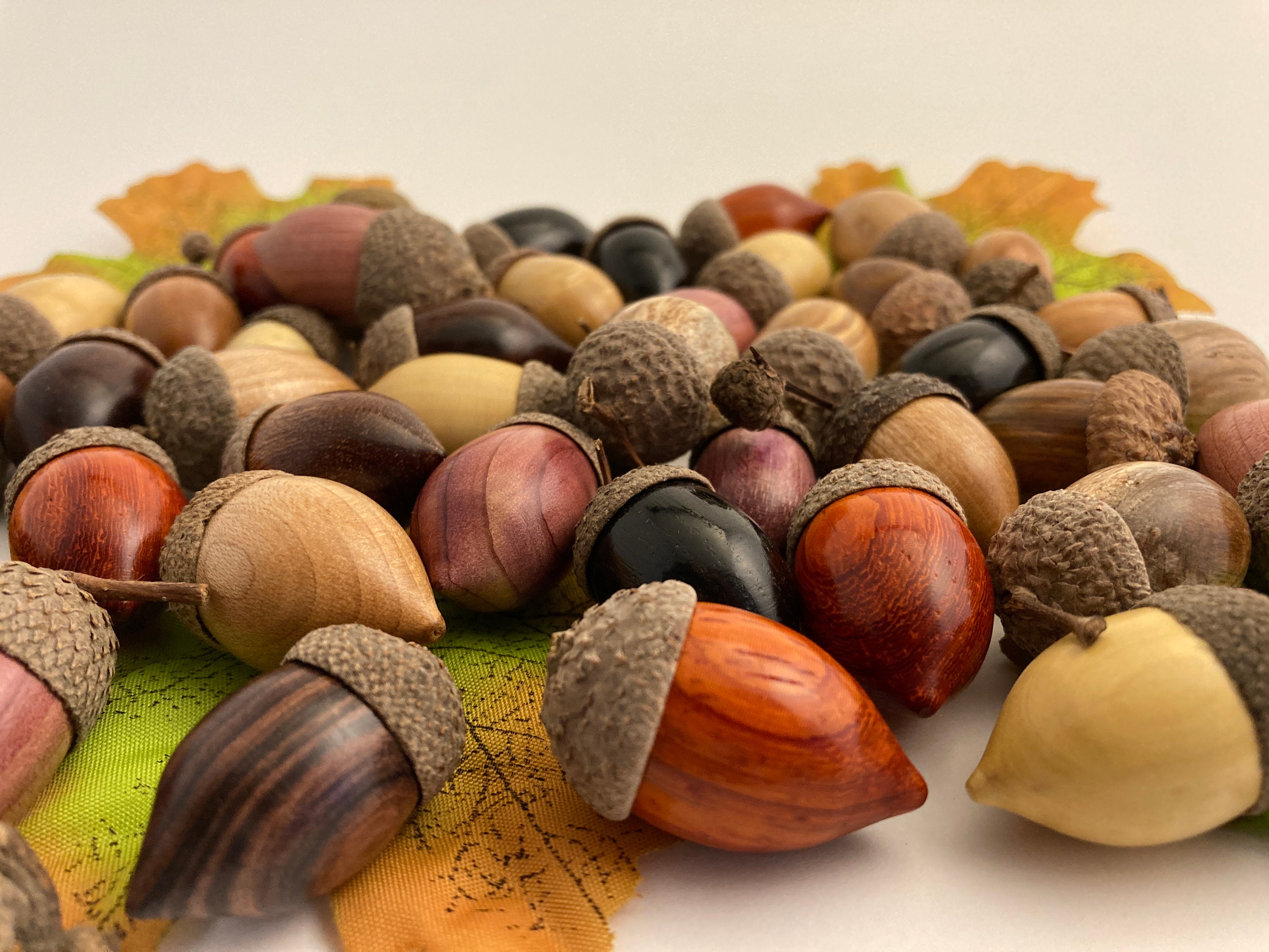 Wood Turned Acorn Selections Nine Turned Acorns Random Wood | Etsy UK