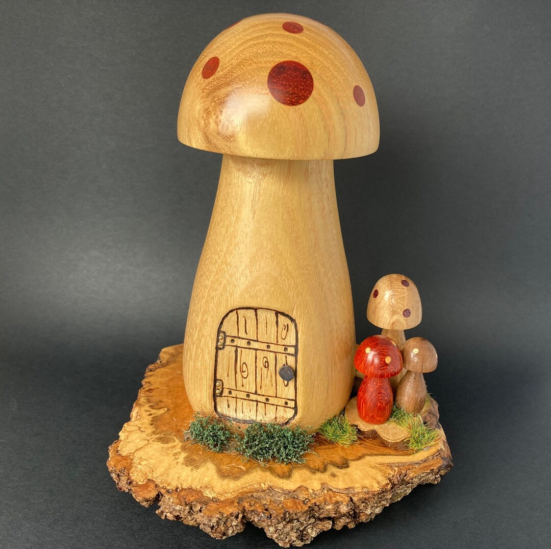 Wood Turned Toadstool Scene Toadstool Ornament 5th - Etsy