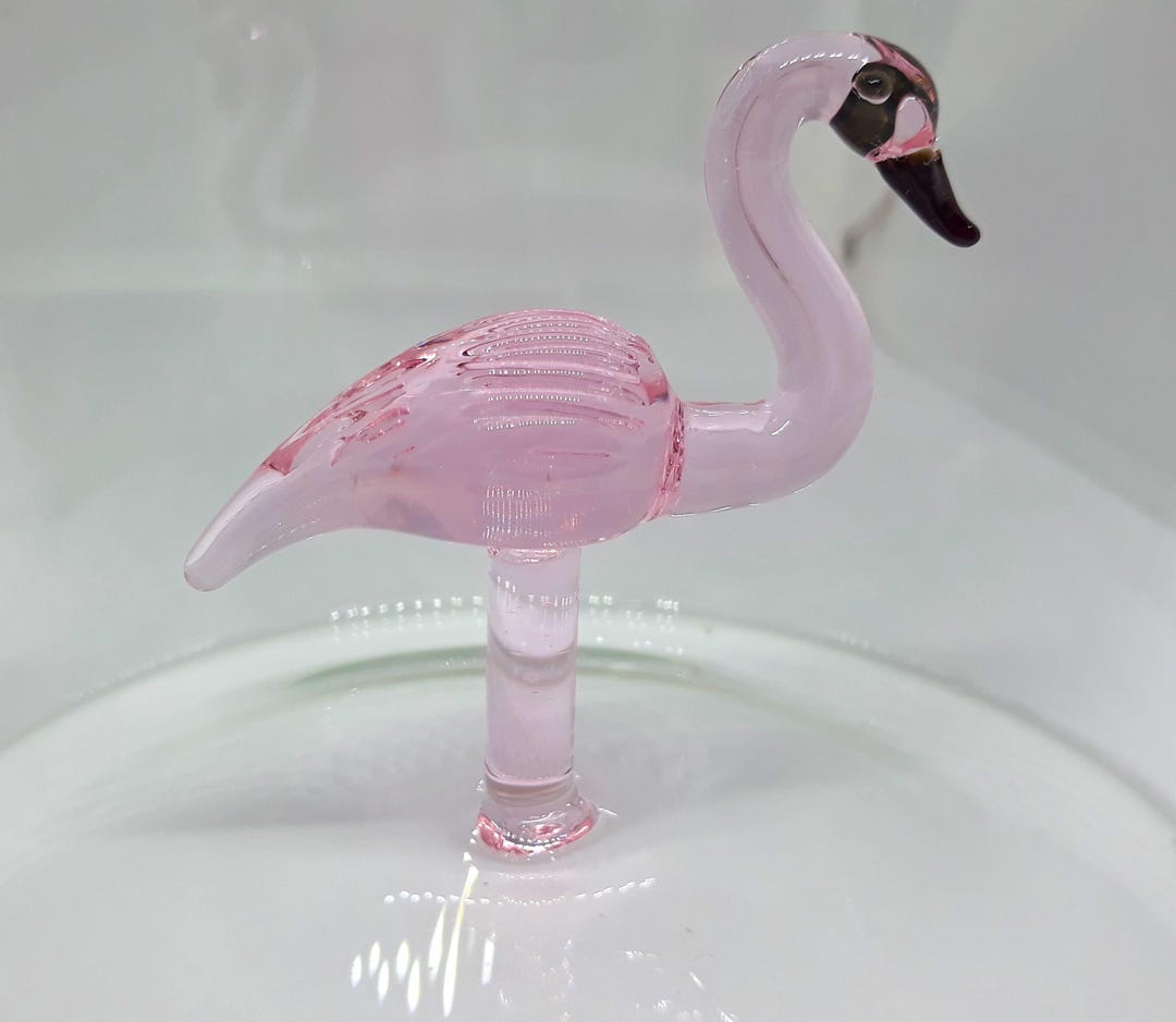 FLAMINGO GLASS PITCHER Hand Blown With 4 Matching Glasses Set Parties ...