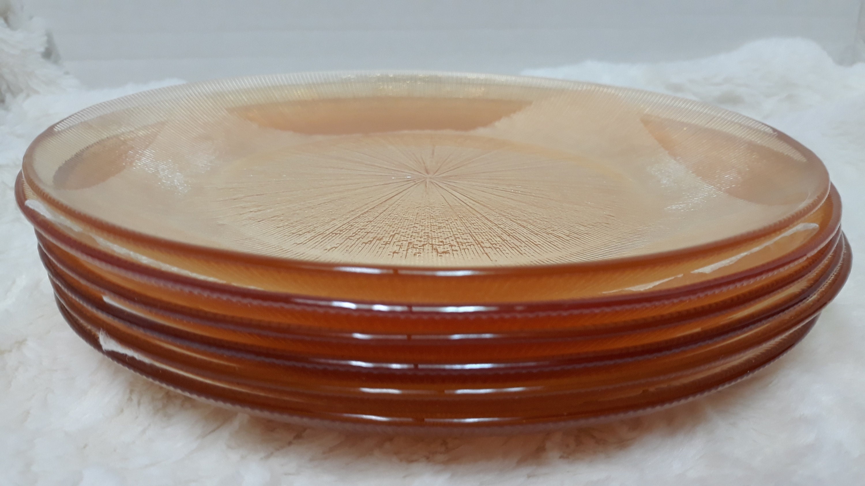 Jeanette TREE BARK Salad PLATES Set of 6 Carnival Glass - Etsy