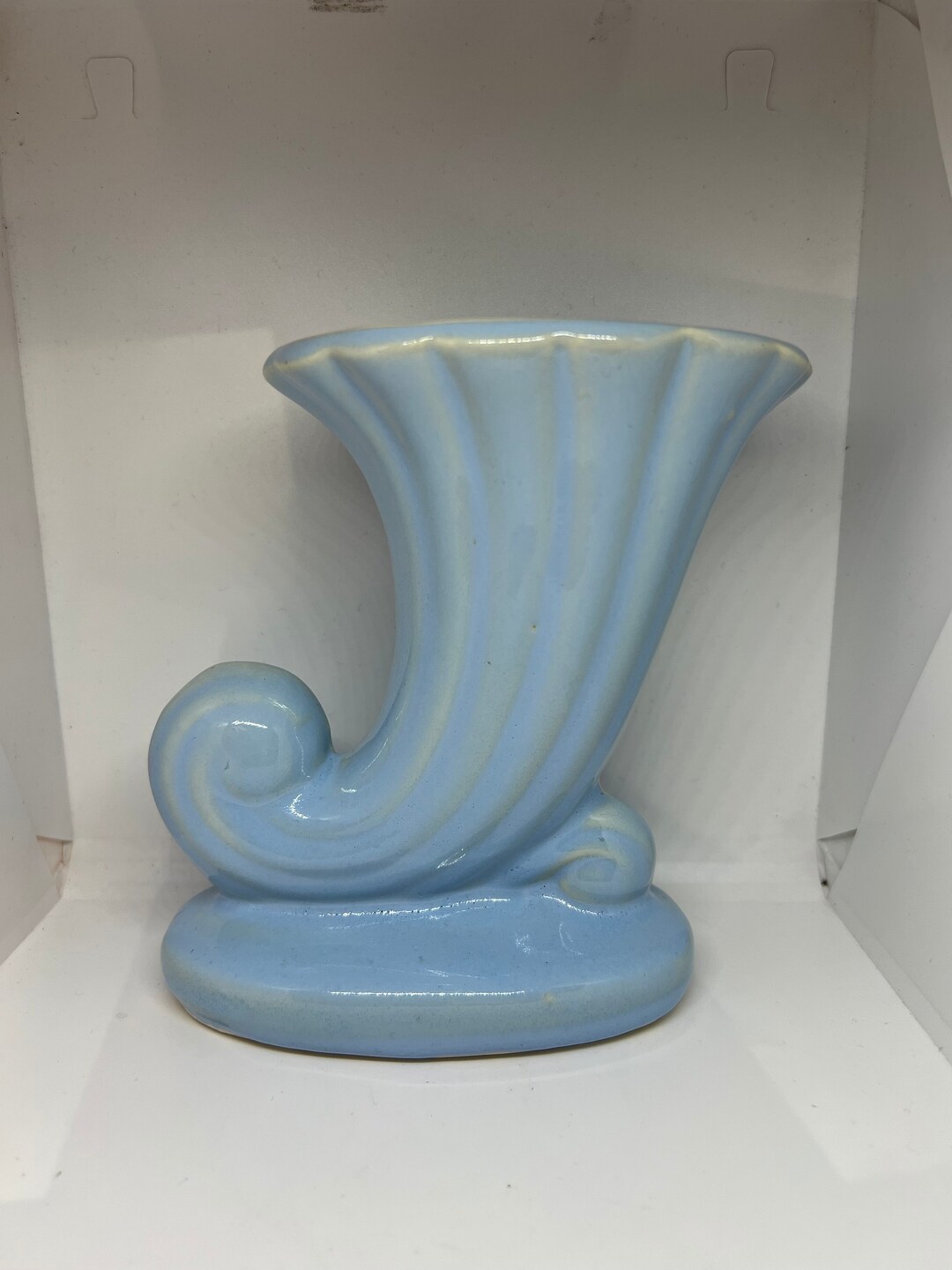 CORNUCOPIA POTTERY VASE Blue Vintage Living Room Decor - Etsy