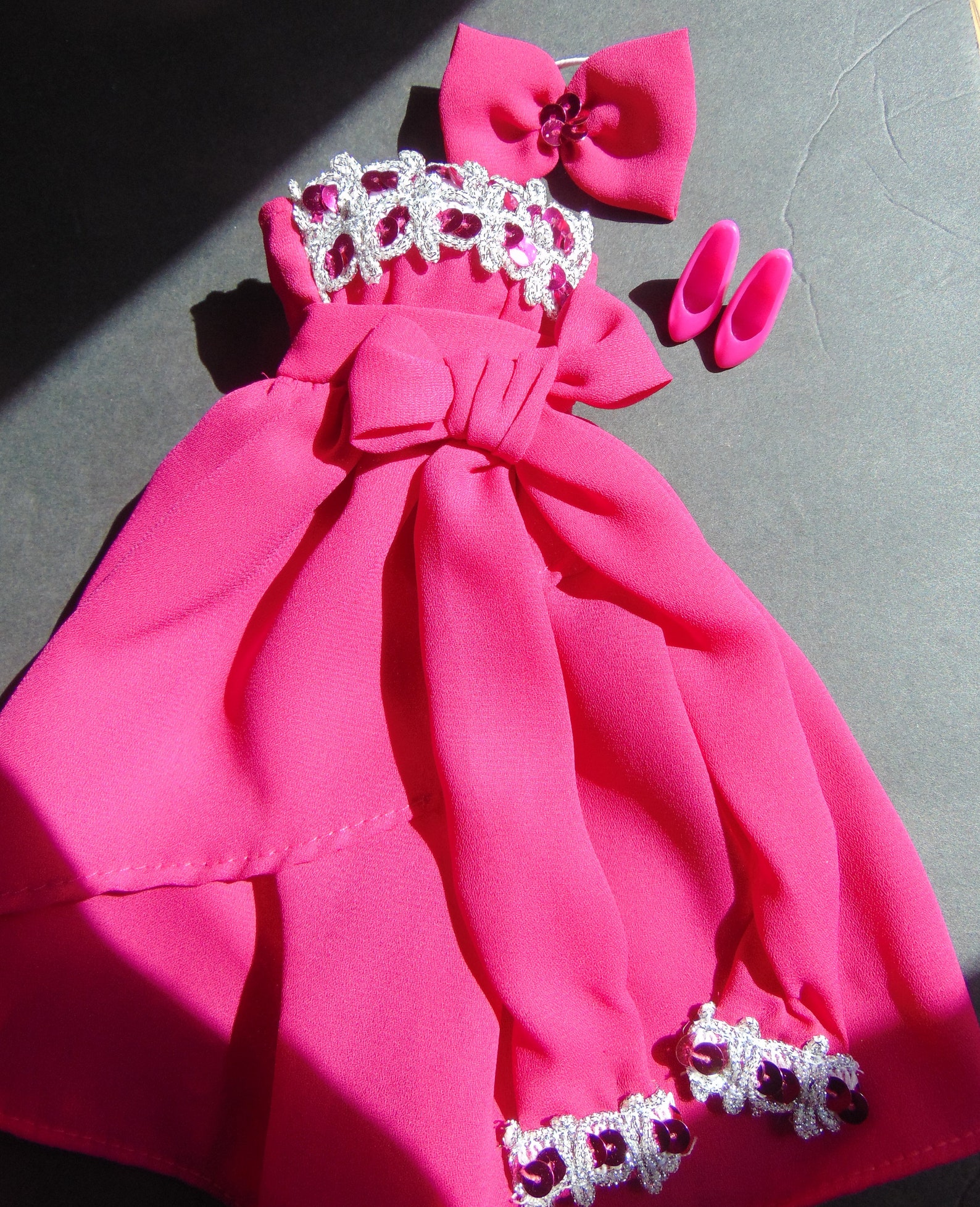 Barbie Doll Hot Pink Ball Gown Prom Dress with accessories | Etsy