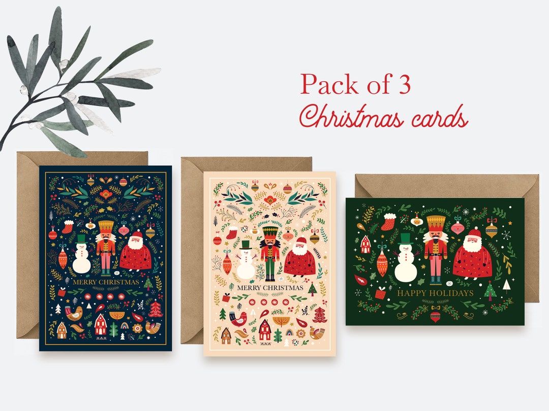 Pack of Scandinavian Christmas Cards Holiday Cards Pack - Etsy