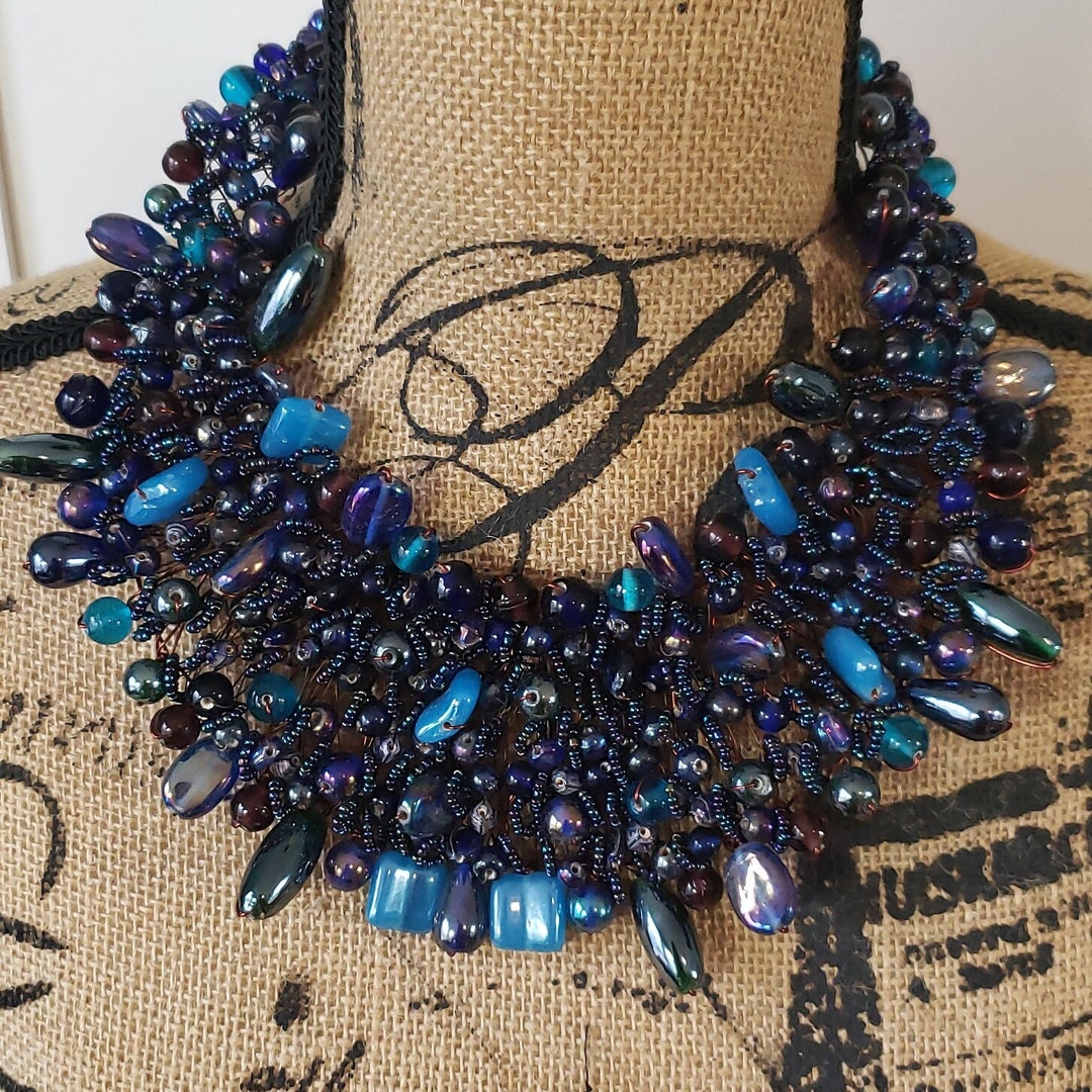 Tibetan Wire Beaded Bib Necklaces Multiple Colors. in Notes, Indicate ...