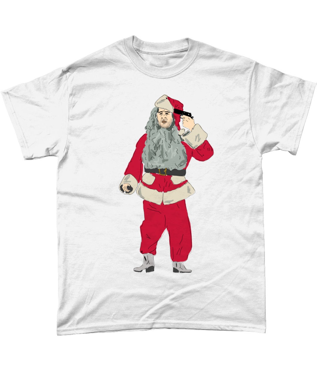 Dan Aykroyd 'santa With a Gun' - White Tee - Trading Places Full Colour ...
