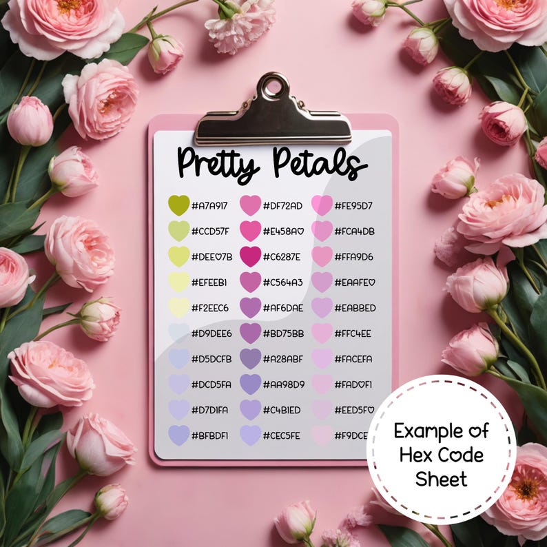 Pretty Petals Procreate Colour Palette - 30 Handpicked Colours With Hex ...