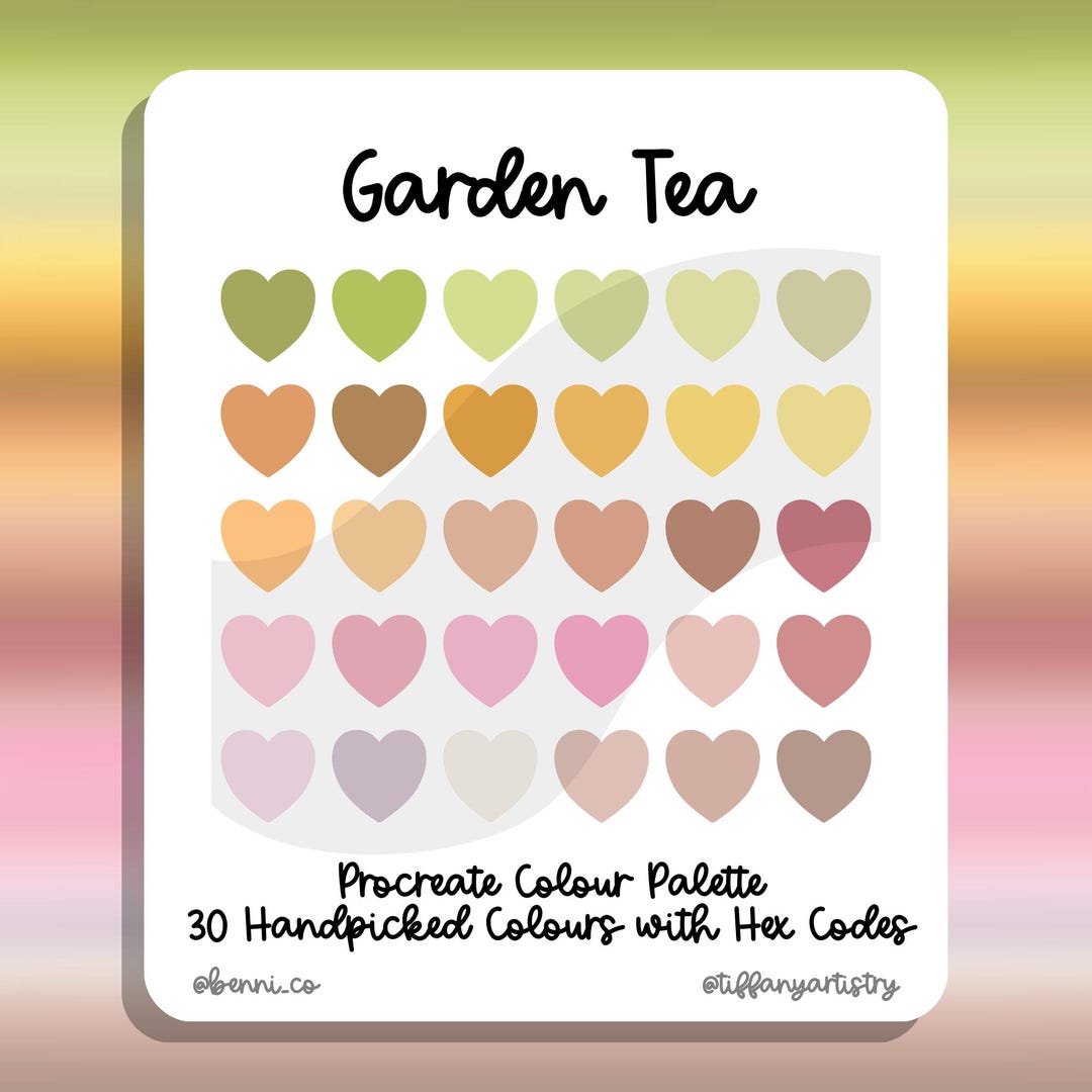 Garden Tea Procreate Colour Palette: 30 Handpicked Floral Swatches With ...