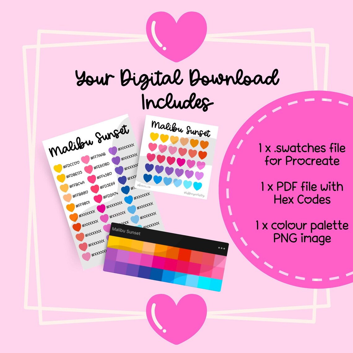 Malibu Sunset Procreate Colour Palette - 30 Handpicked Colours With Hex ...